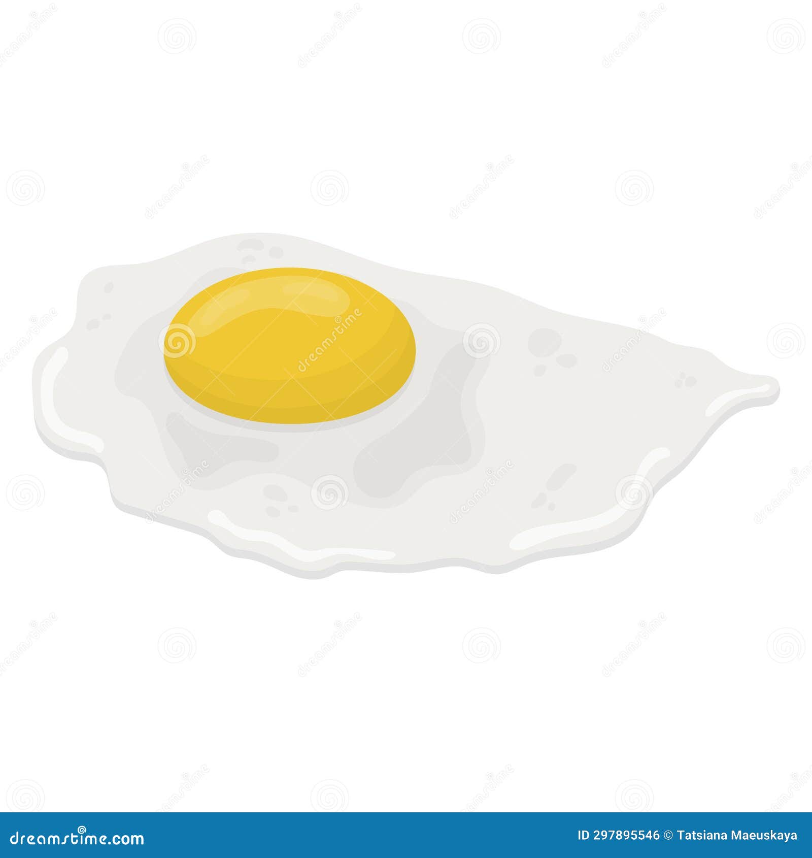 Fried Egg with One Yolk Side View. Illustration on a White Background ...