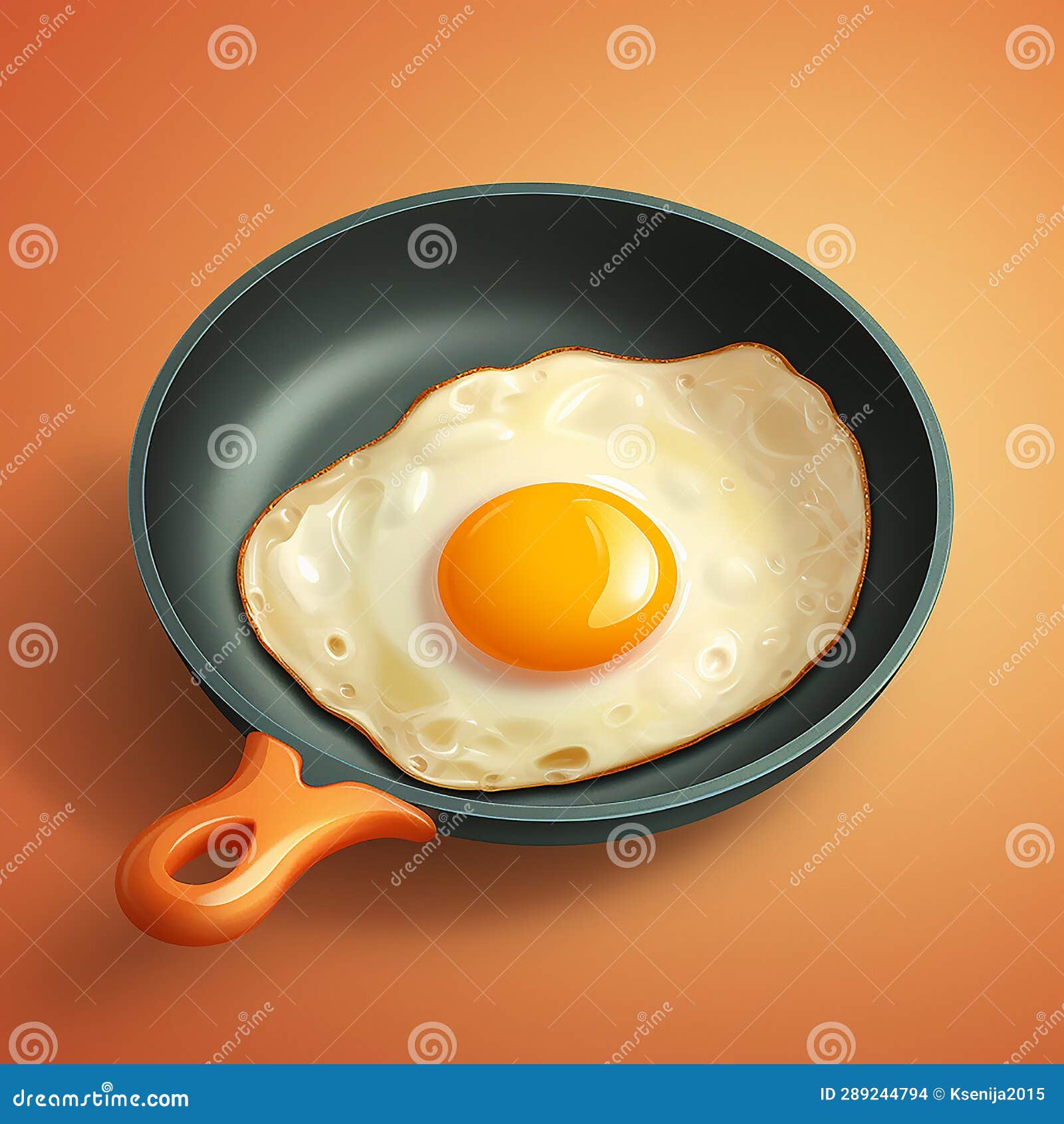 Fried Egg in a Pan. 3d Cartoon Stock Illustration - Illustration of ...