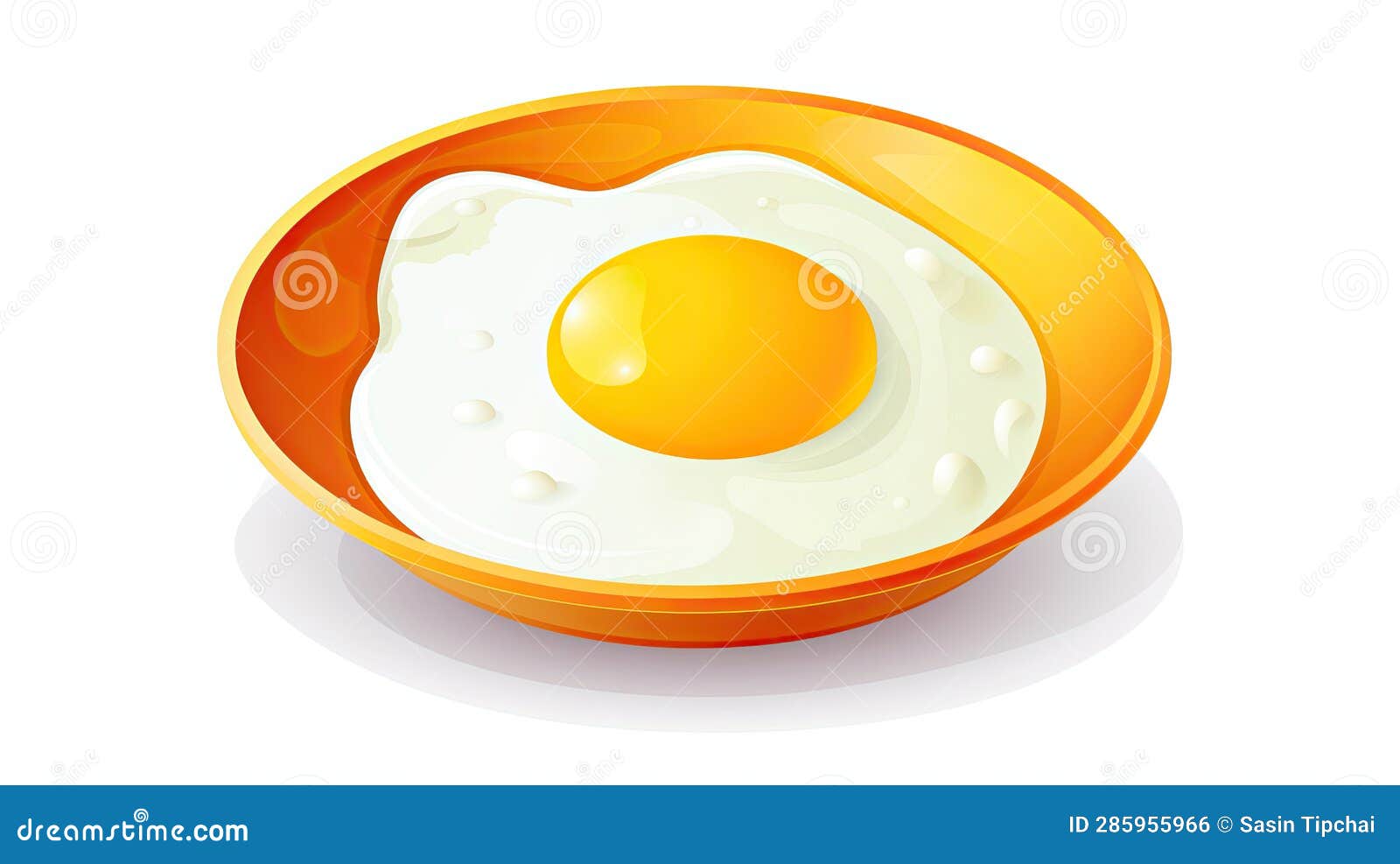 Fried Egg in a Pan. 3d Cartoon Illustration Stock Illustration ...