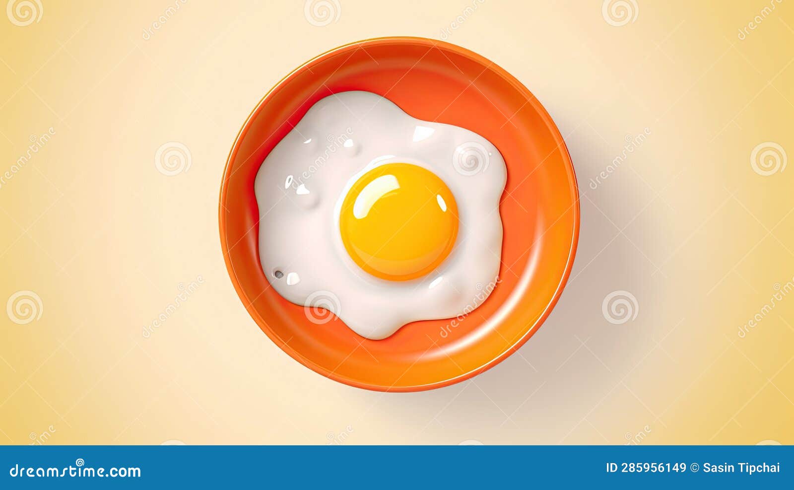 Fried Egg in a Pan. 3d Cartoon Illustration Stock Illustration ...