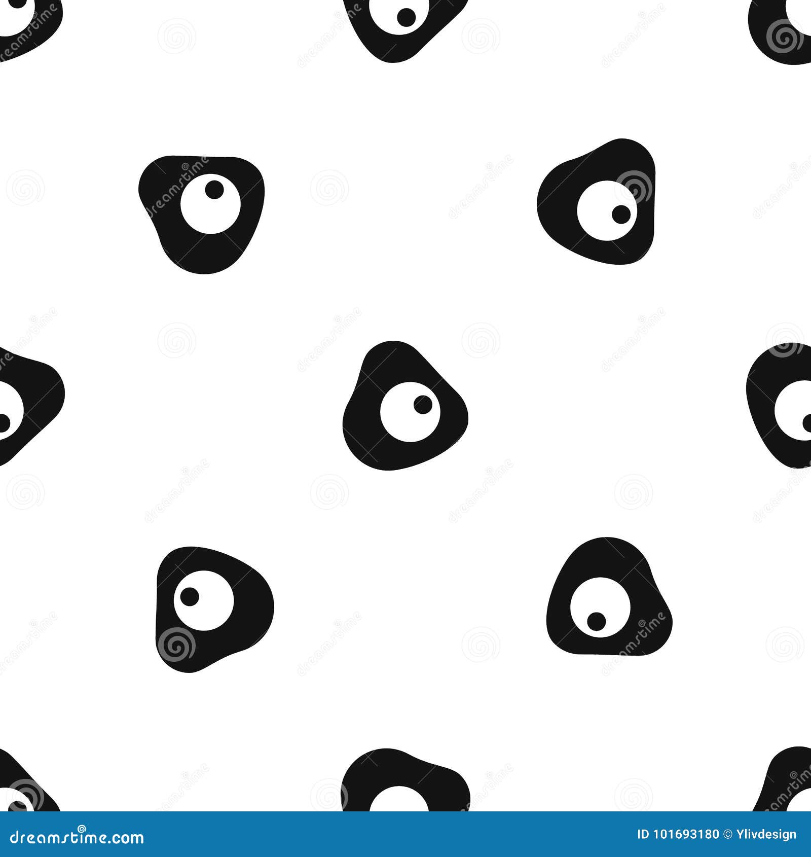 Fried Egg Pattern Seamless Black Stock Vector - Illustration of cooking ...