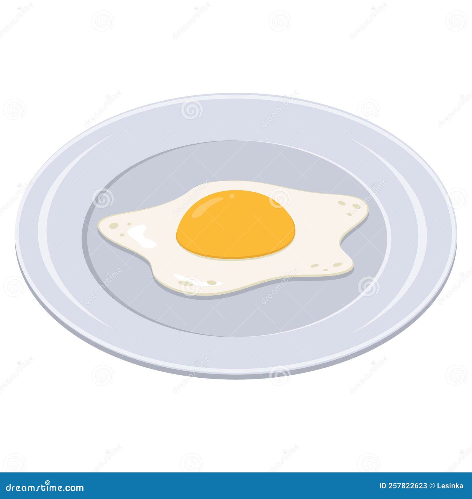 Fried Egg on a Plate, Color Vector Illustration in Cartoon Style Stock ...
