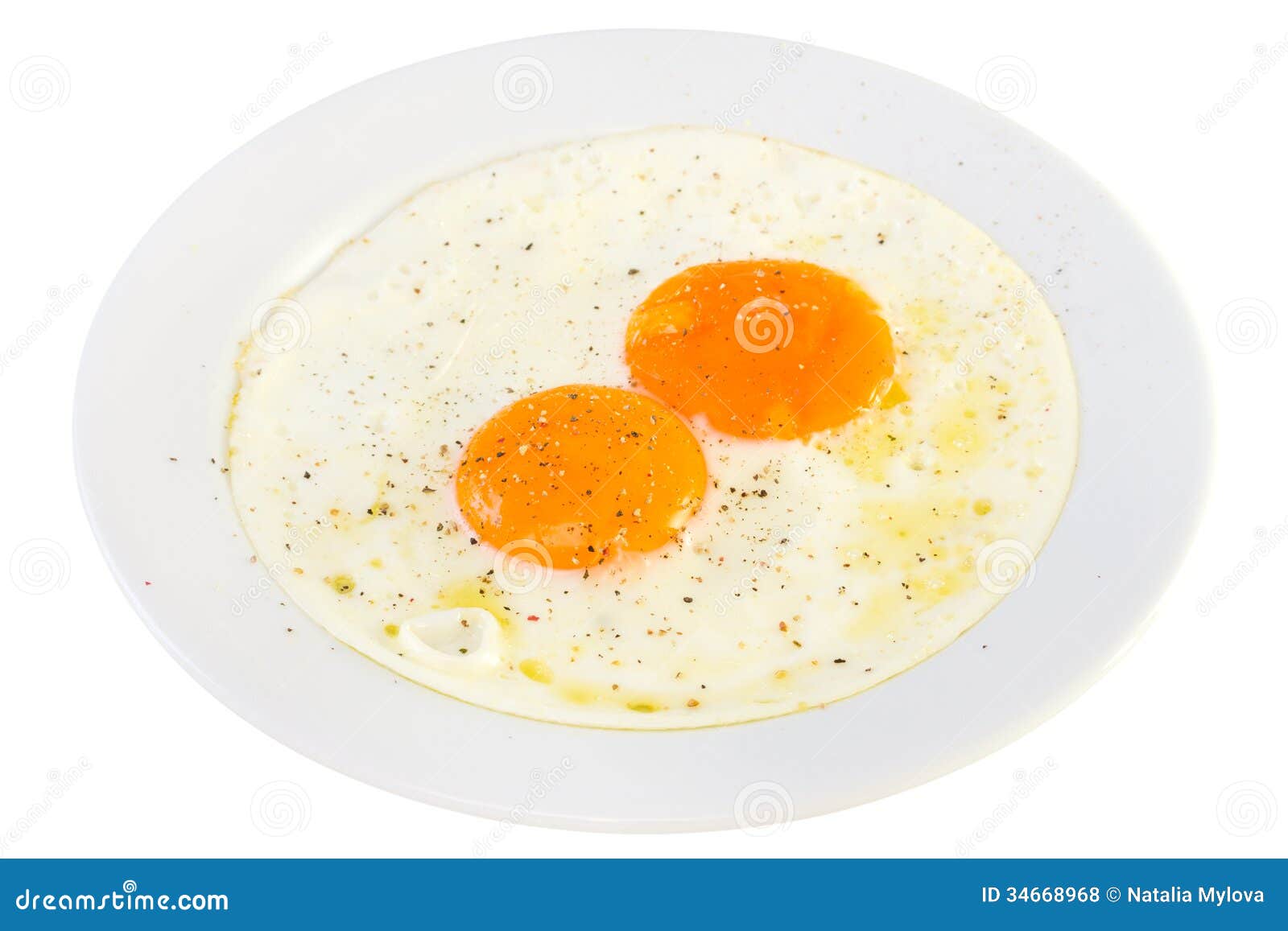 Fried egg on plate stock photo. Image of eating, breakfast - 34668968
