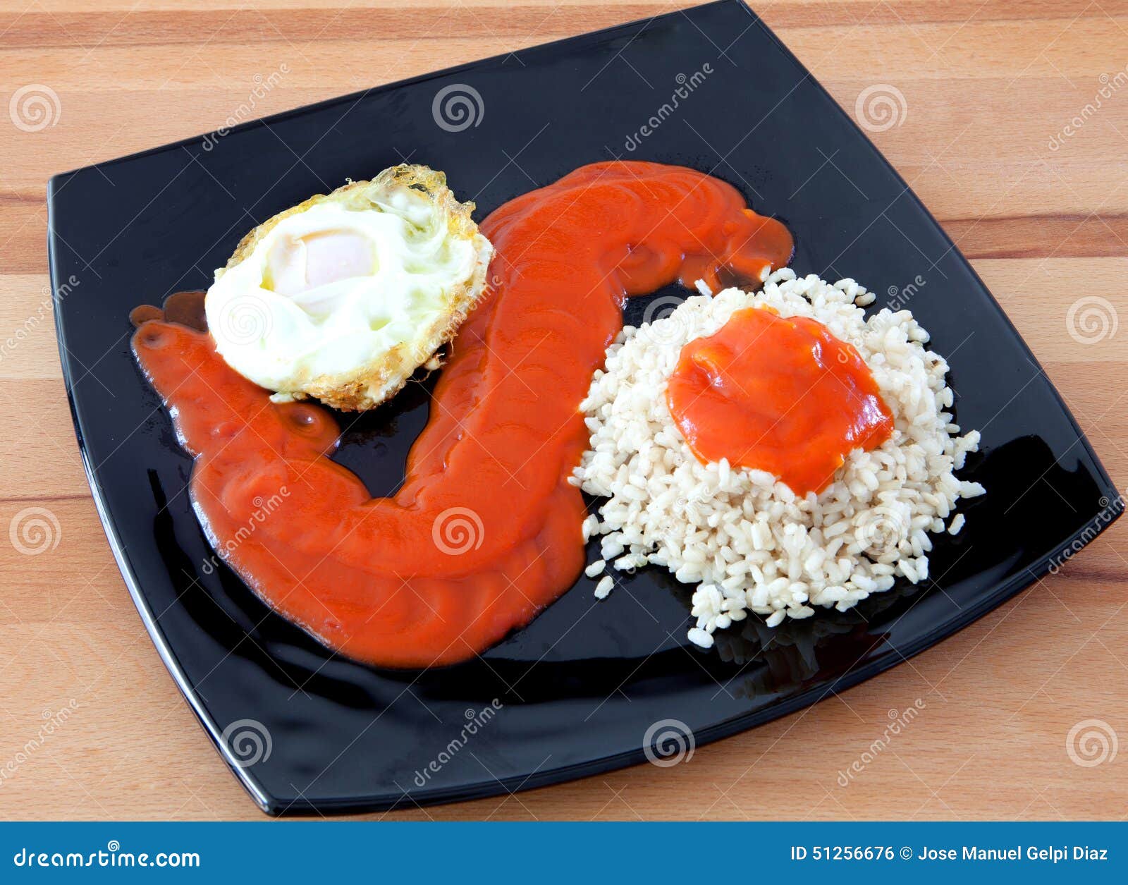 Fried Egg with Rice Overcooked Stock Photo - Image of rice, portion ...