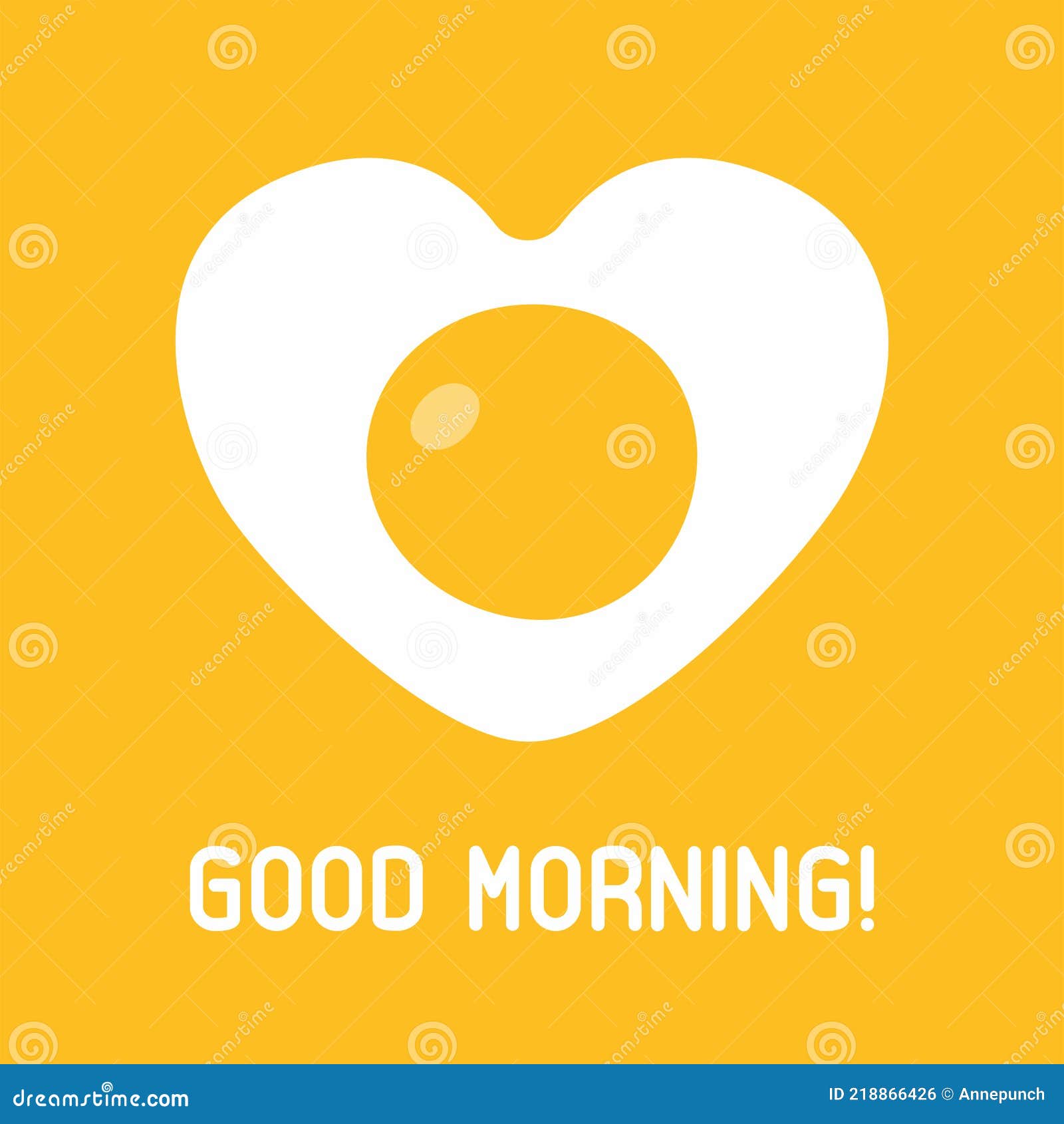Fried Egg in the Shape of a Heart and the Text Good Morning! Stock ...