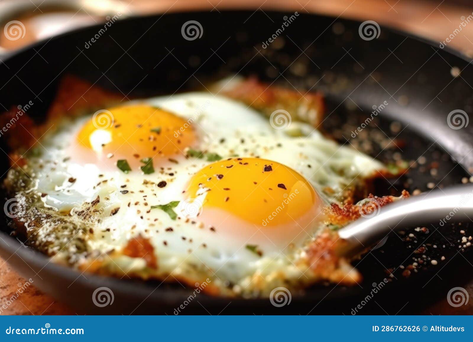 Fried Egg Sunny Side Up in a Non-stick Pan Stock Photo - Image of food ...