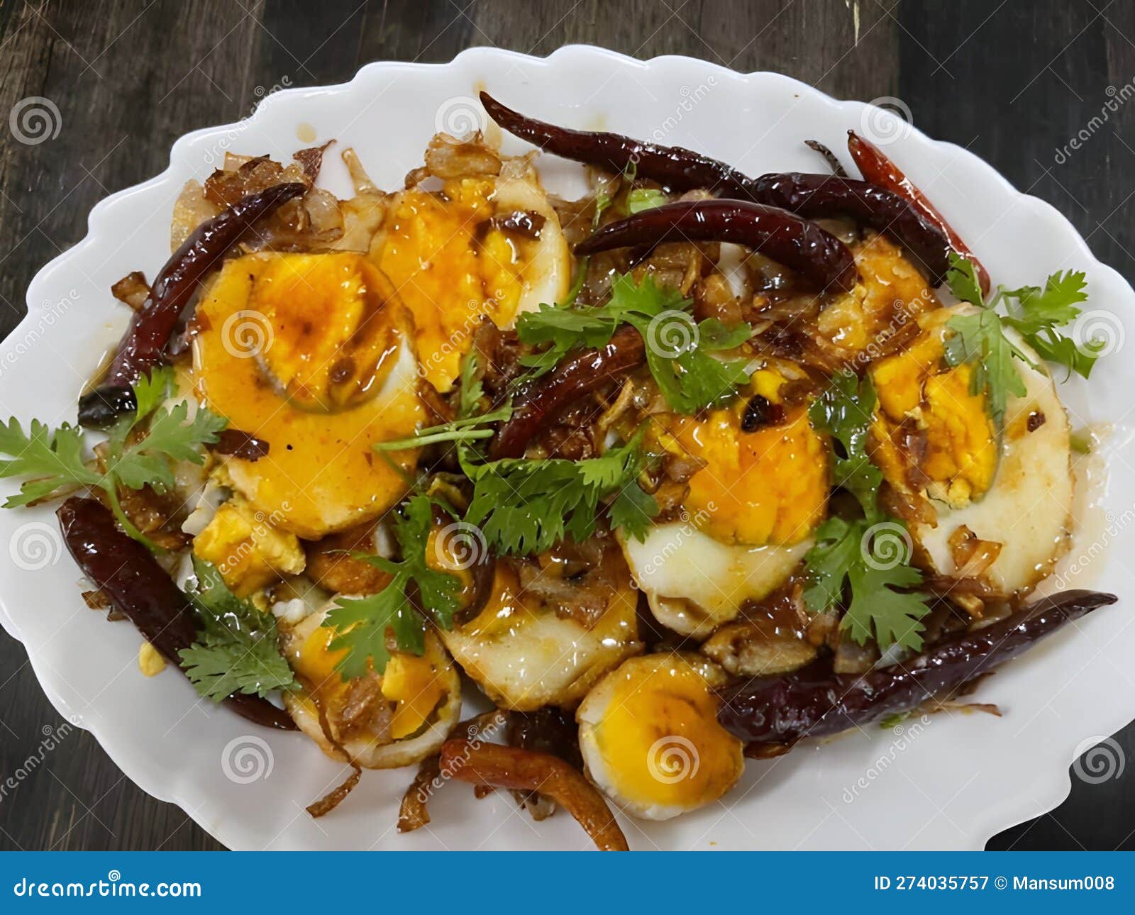 Fried Egg with Tamarind Sauce and Vegetables Stock Image - Image of ...
