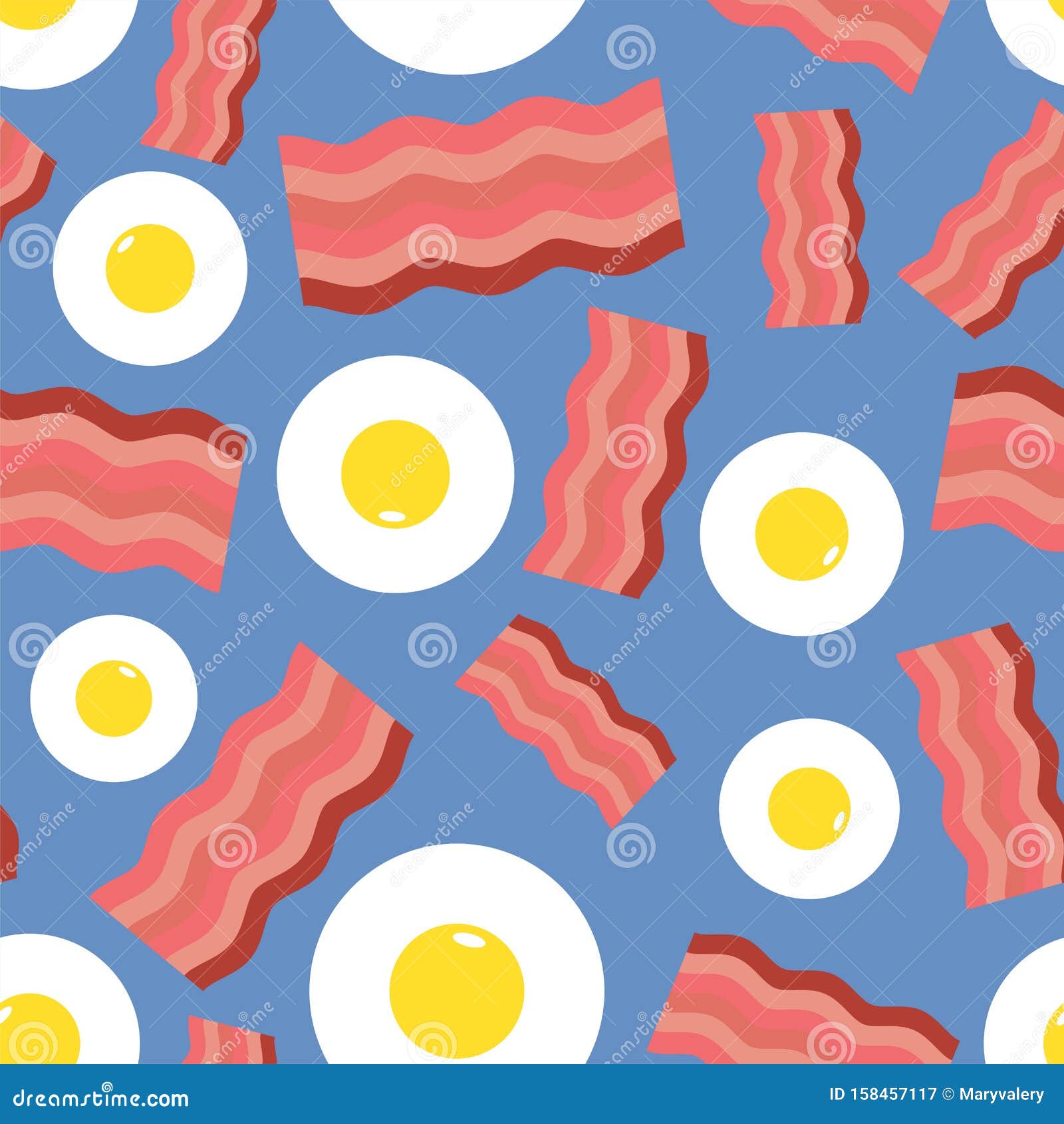 Fried Eggs and Bacon Pattern Seamless. Vector Background Stock Vector ...