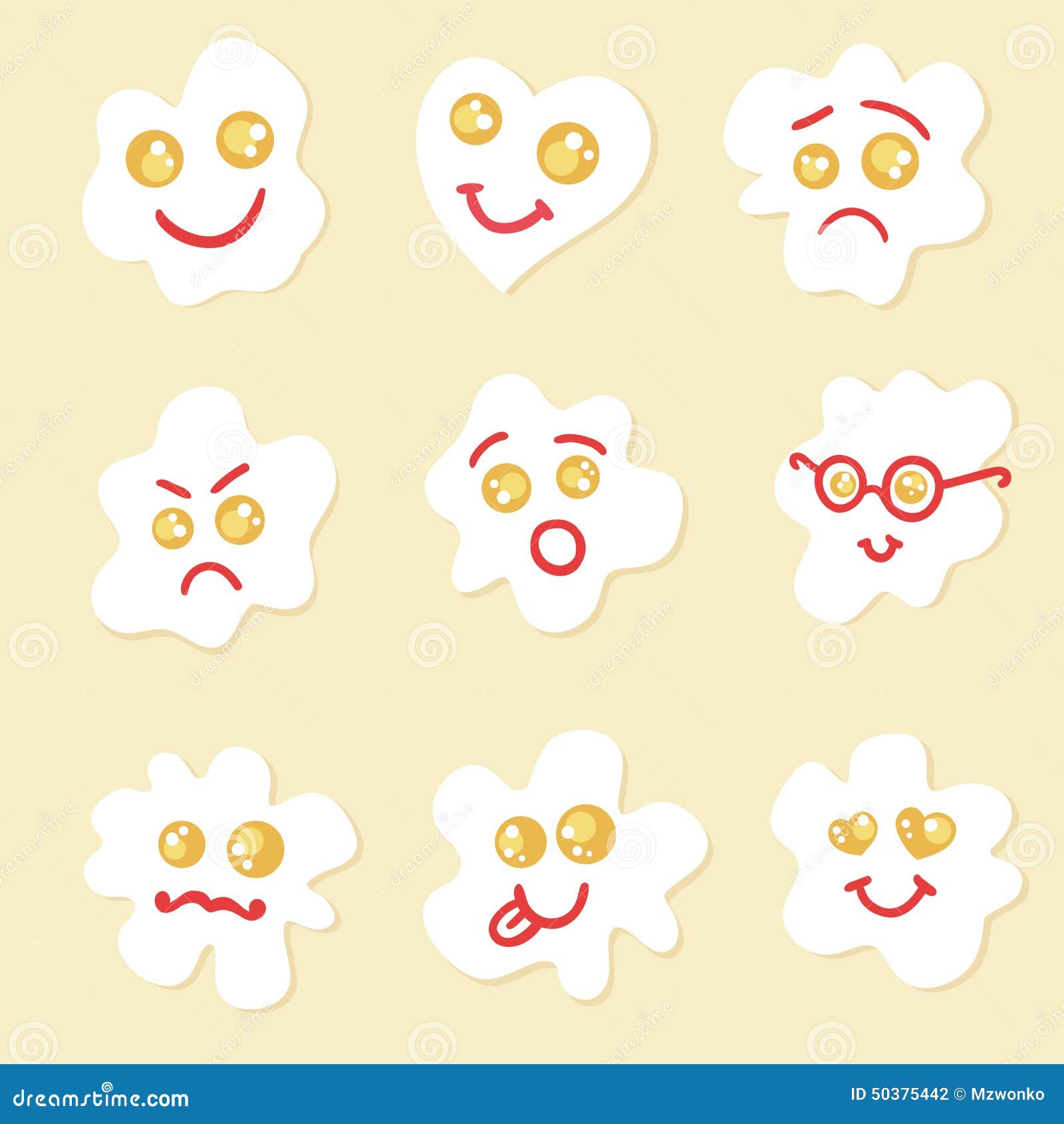 Fried eggs emoticons. stock illustration. Illustration of fried - 50375442