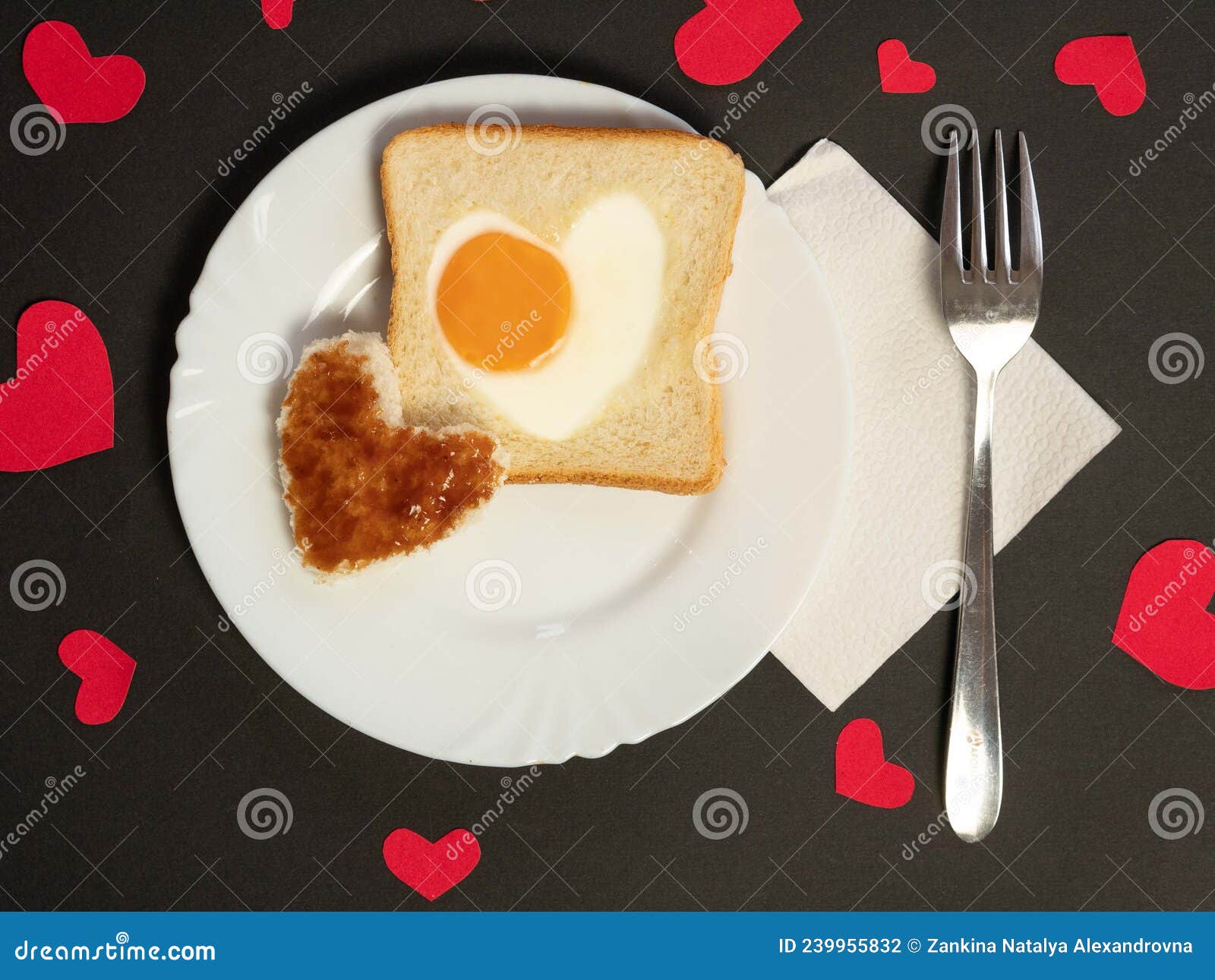 Valentine S Day Concept. Breakfast Heart Shaped Scrambled Eggs on Toast ...