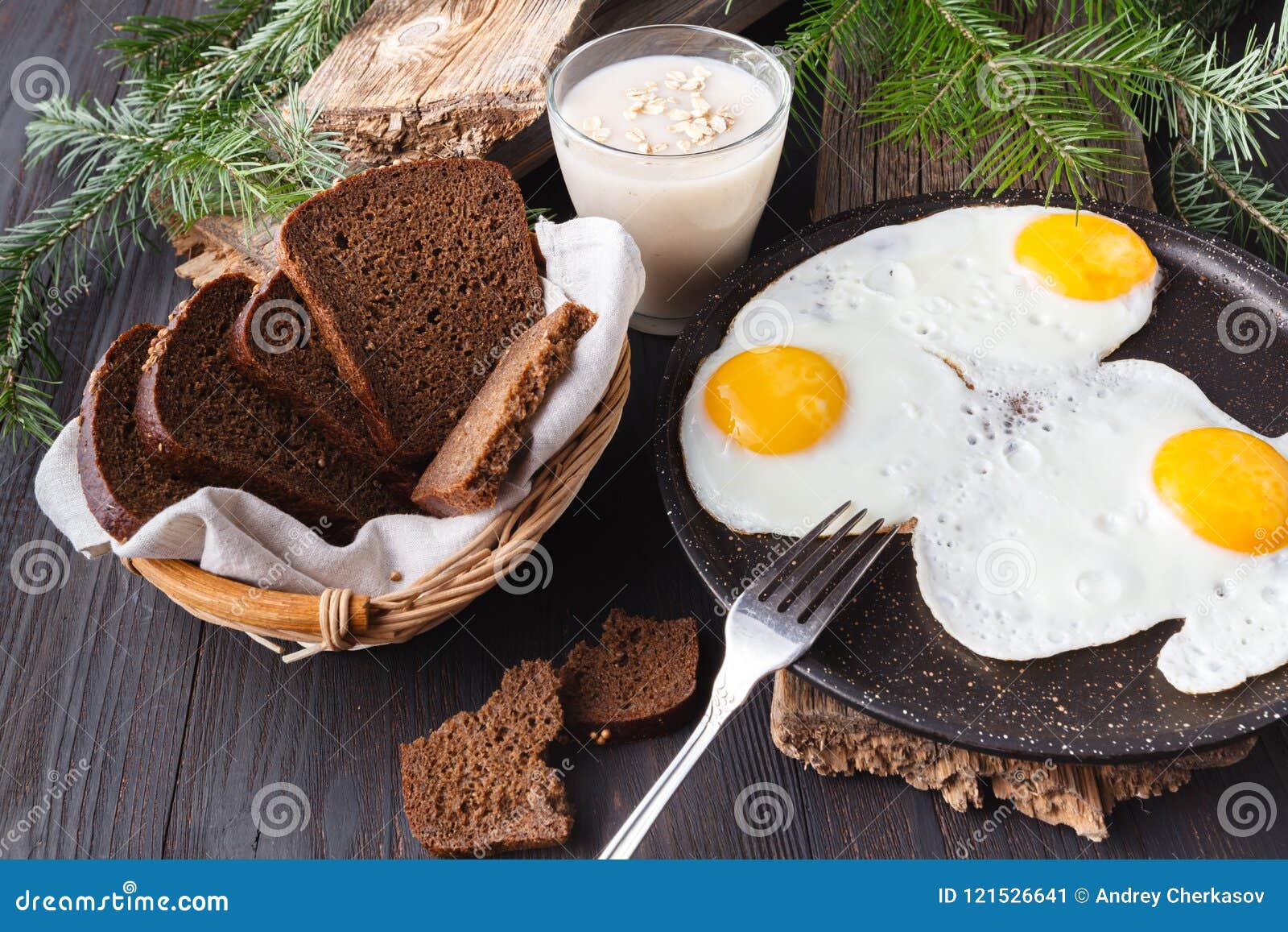Fried Eggs with Toasts and Drink, Traditional Breakfast Stock Image ...