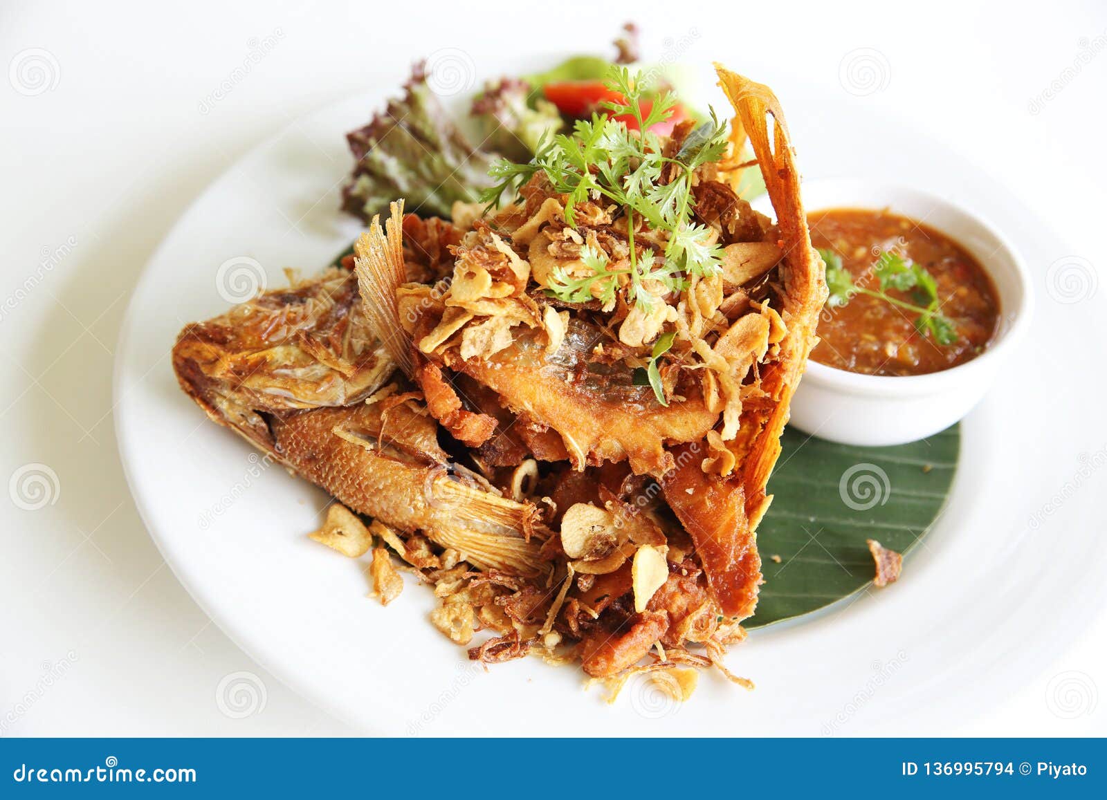 Fried fish stock photo. Image of fish, grilled, dining - 136995794