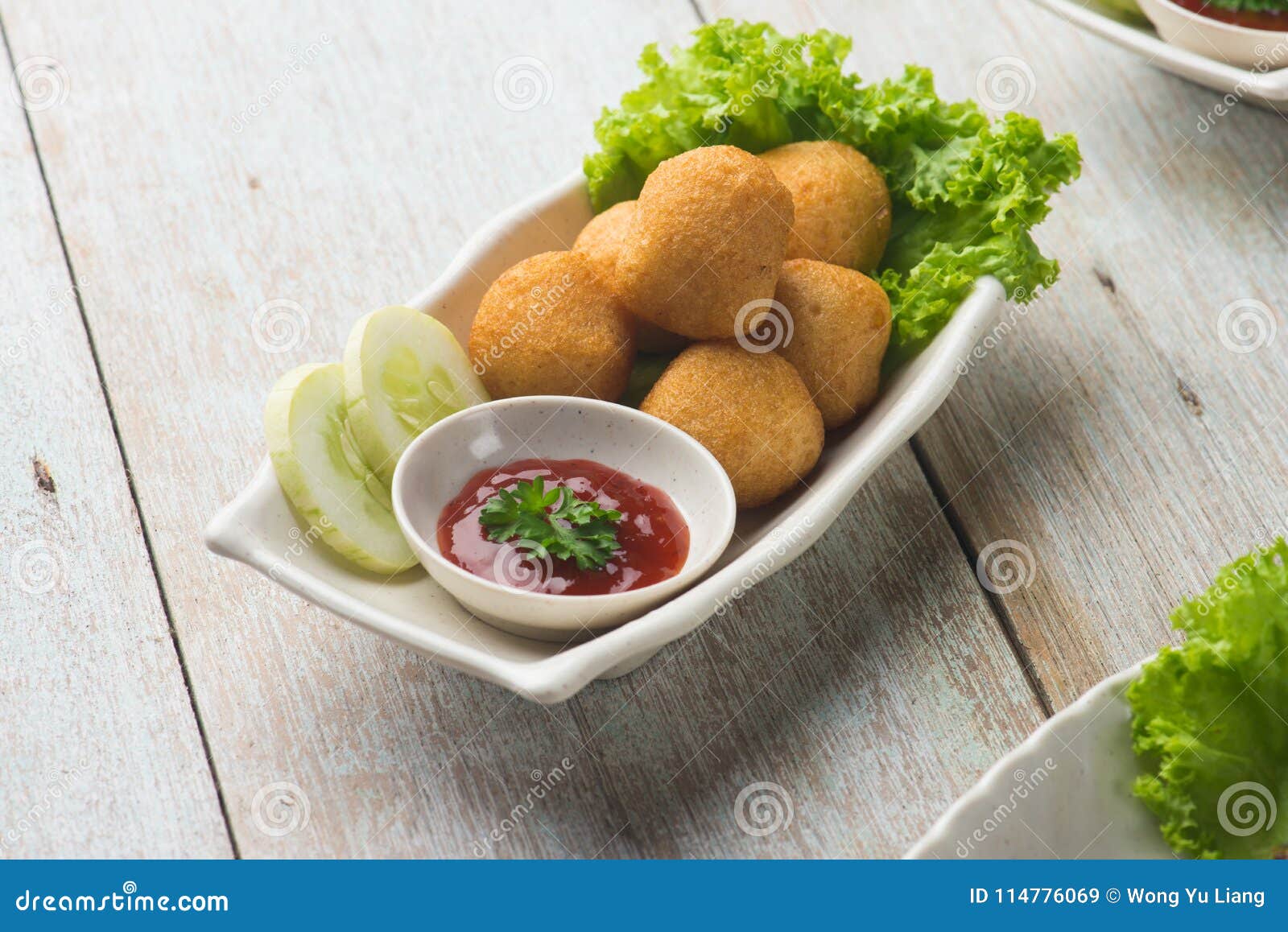 Fried fish ball stock image. Image of sauce, chinese - 114776069