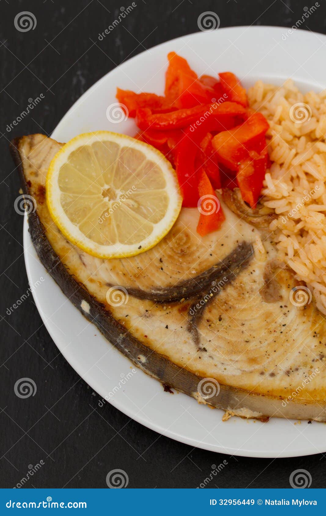 Fried Fish with Boiled Rice Stock Image - Image of typical, pepper ...
