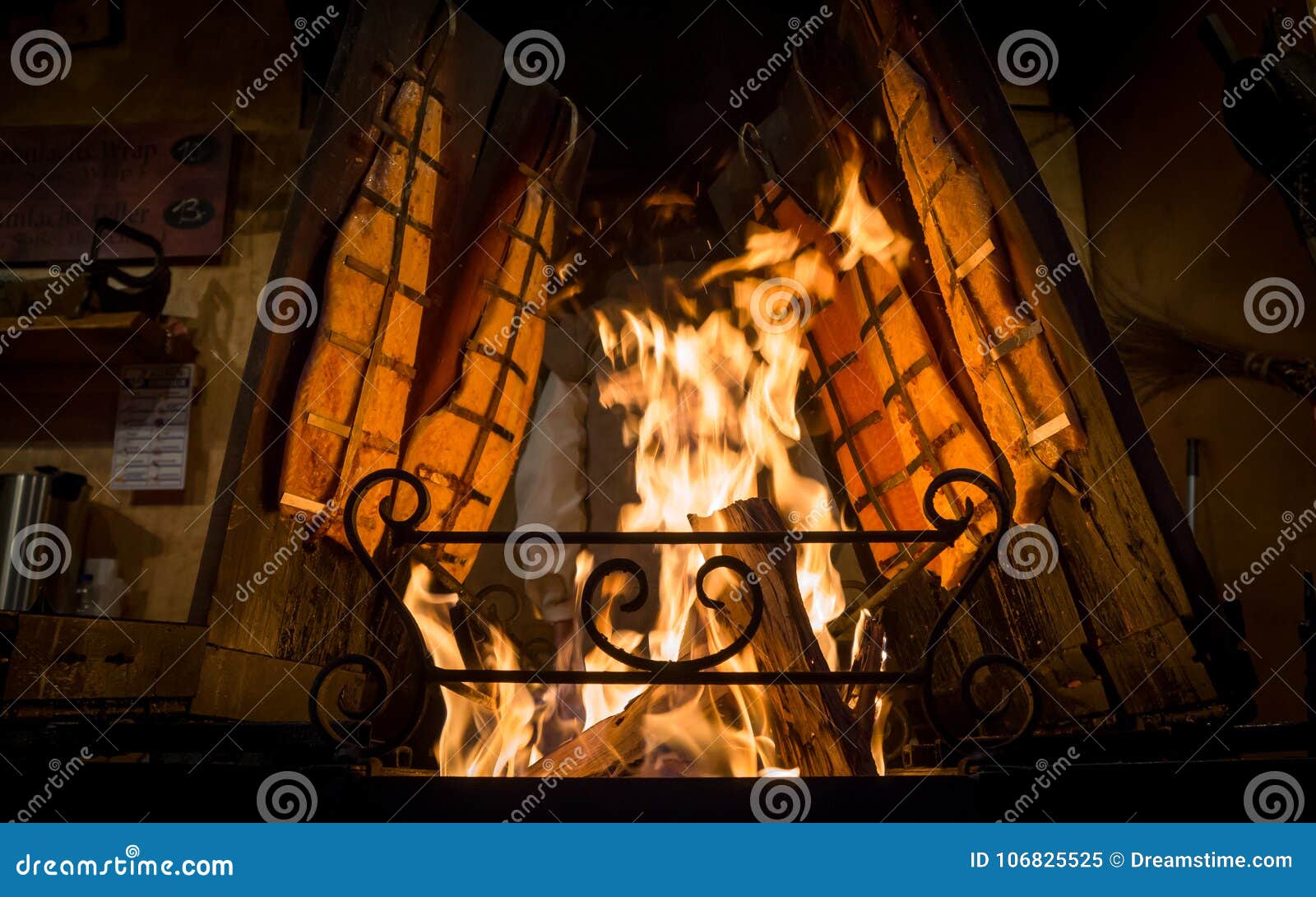 Fried fish on burning fire stock image. Image of fire - 106825525
