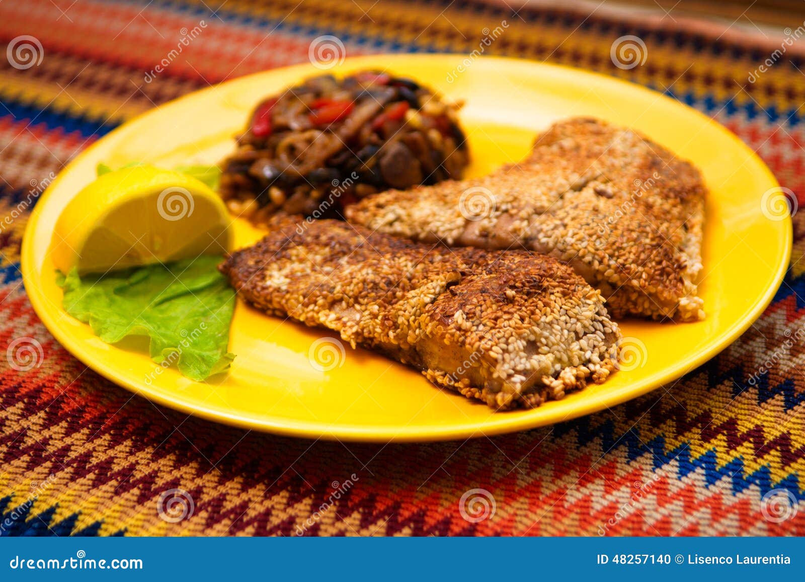 The Fried Fish Carp with Sesame Seeds Stock Photo - Image of delicious ...