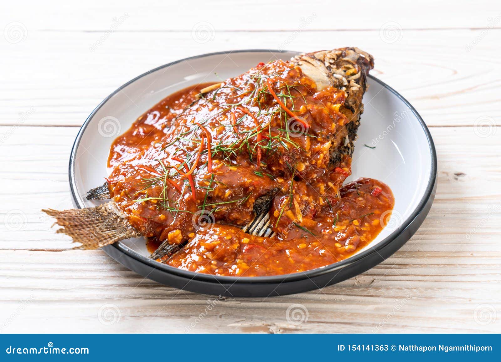 Fried Fish with Chili Sauce Stock Image - Image of thailand, chili ...