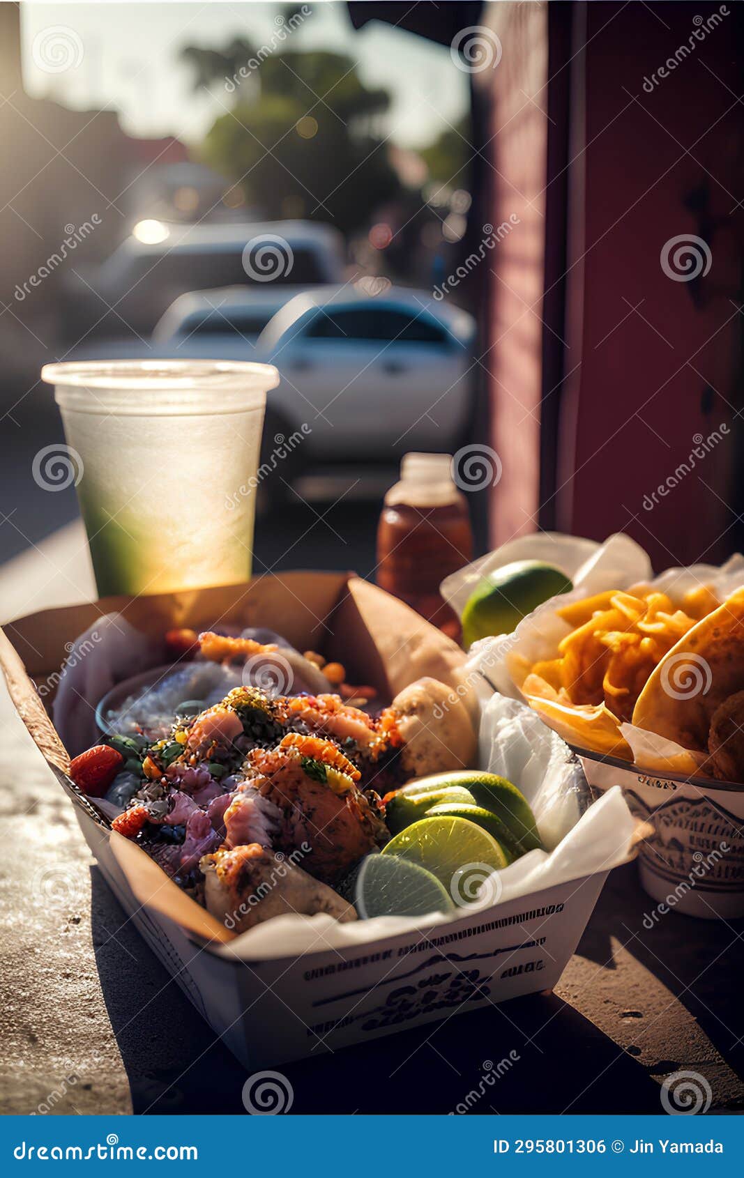 Fried Fish with Chips in a Box on the Street in Thailand Stock ...