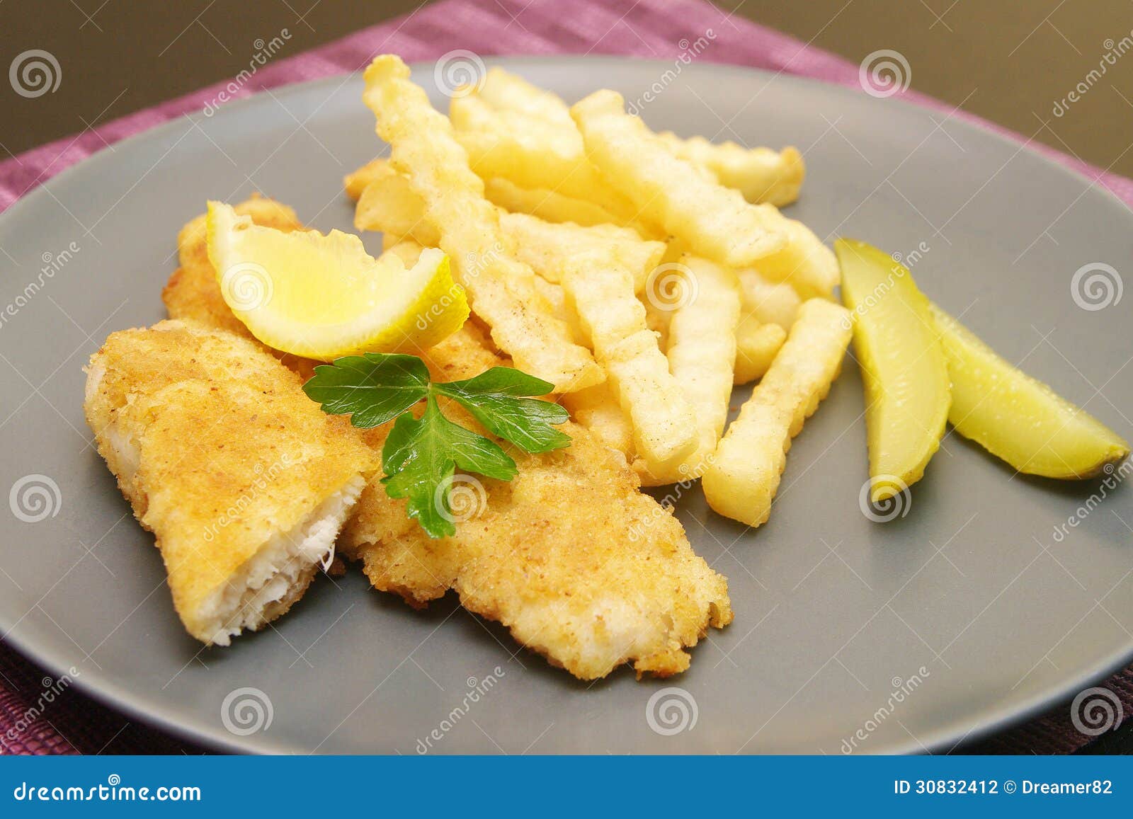 Fried Fish and Chips on the Plate for Dinner Stock Photo - Image of ...