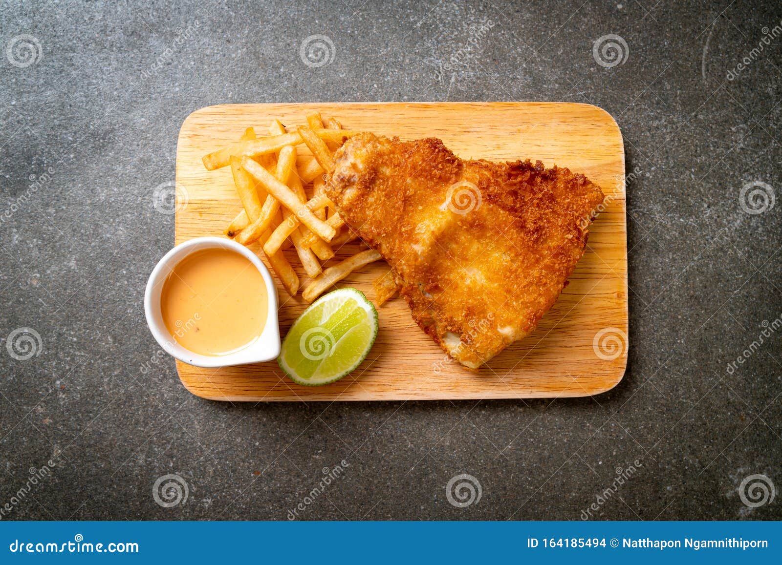 Fried fish and chips stock photo. Image of fishery, fried - 164185494