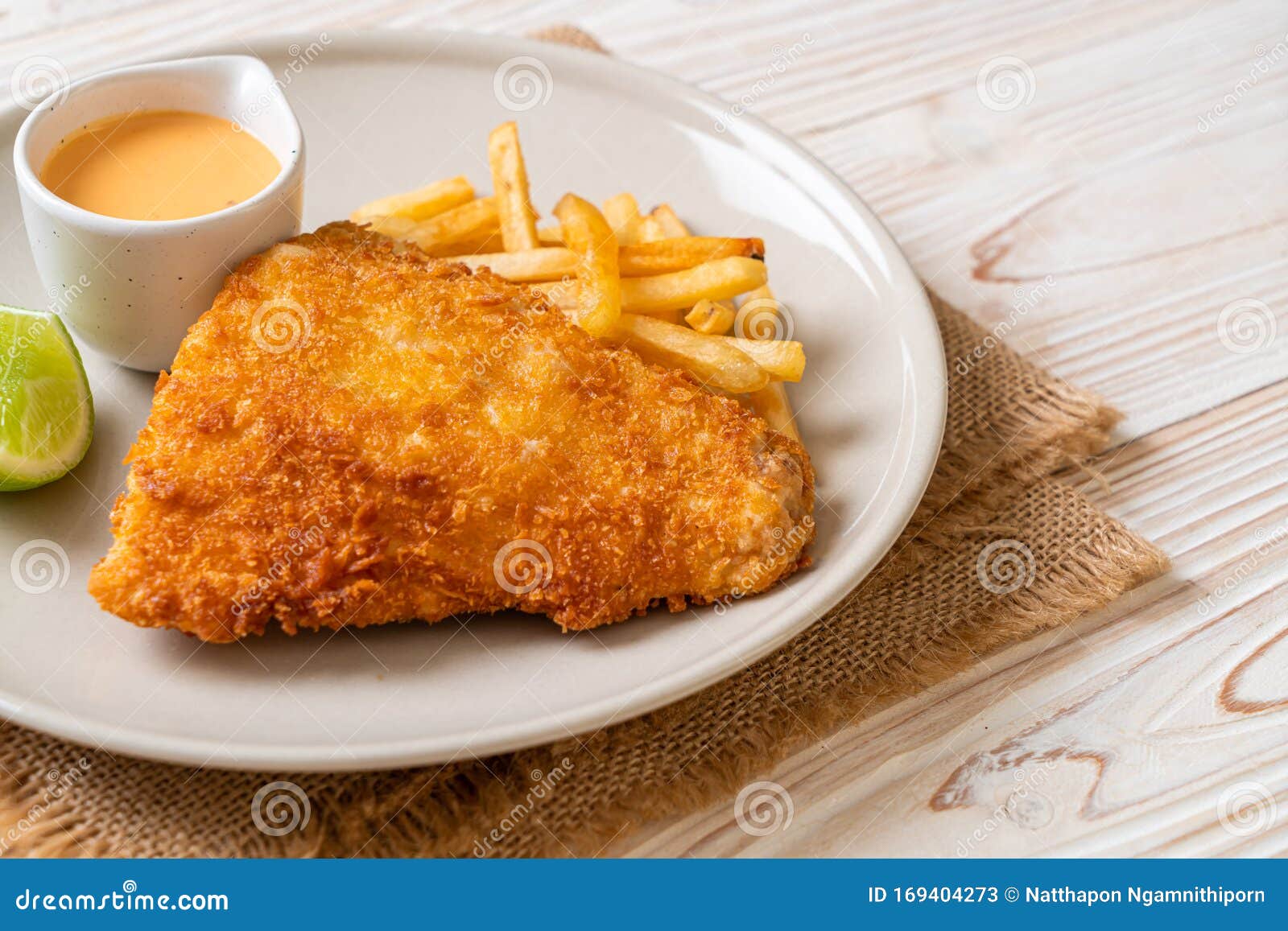 Fried fish and chips stock image. Image of lunch, british - 169404273