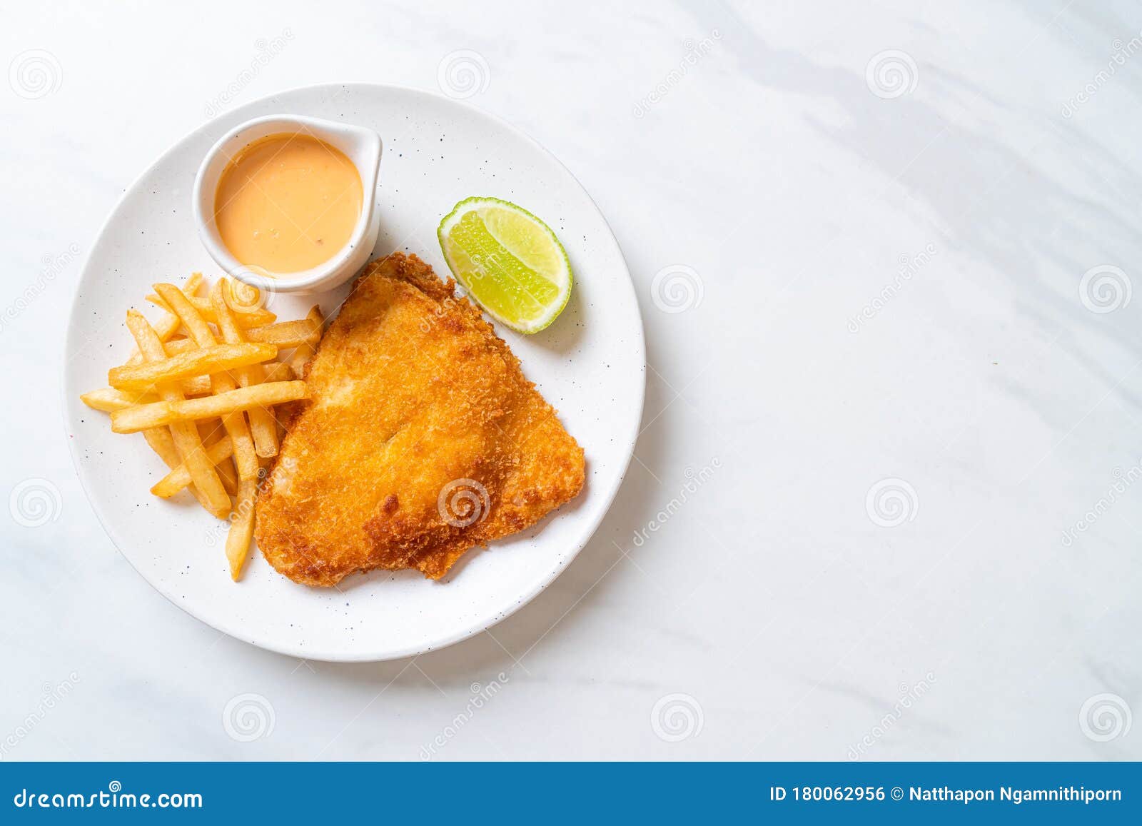 Fried fish and chips stock photo. Image of english, crispy - 180062956