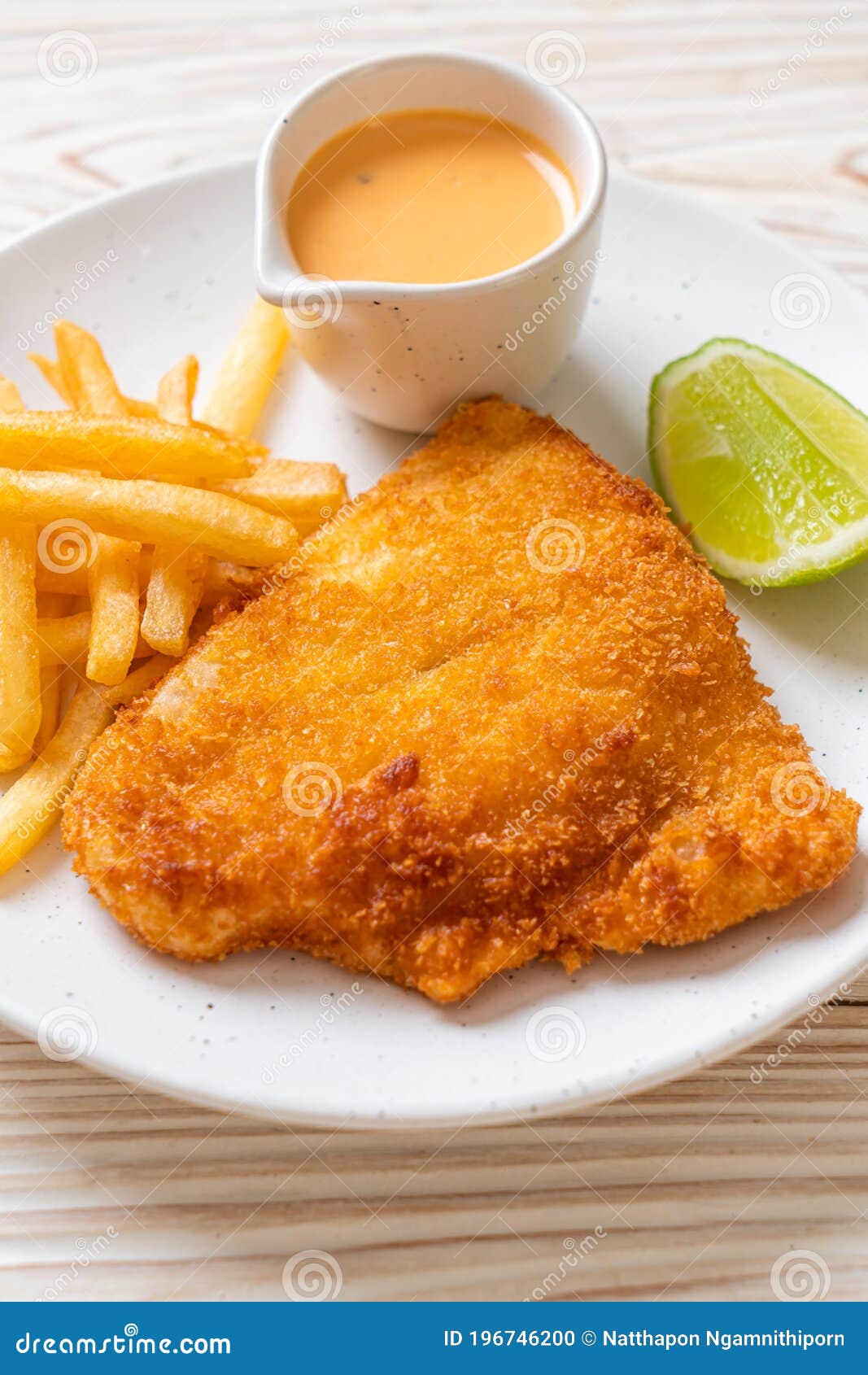 Fried fish and chips stock photo. Image of deepfried - 196746200