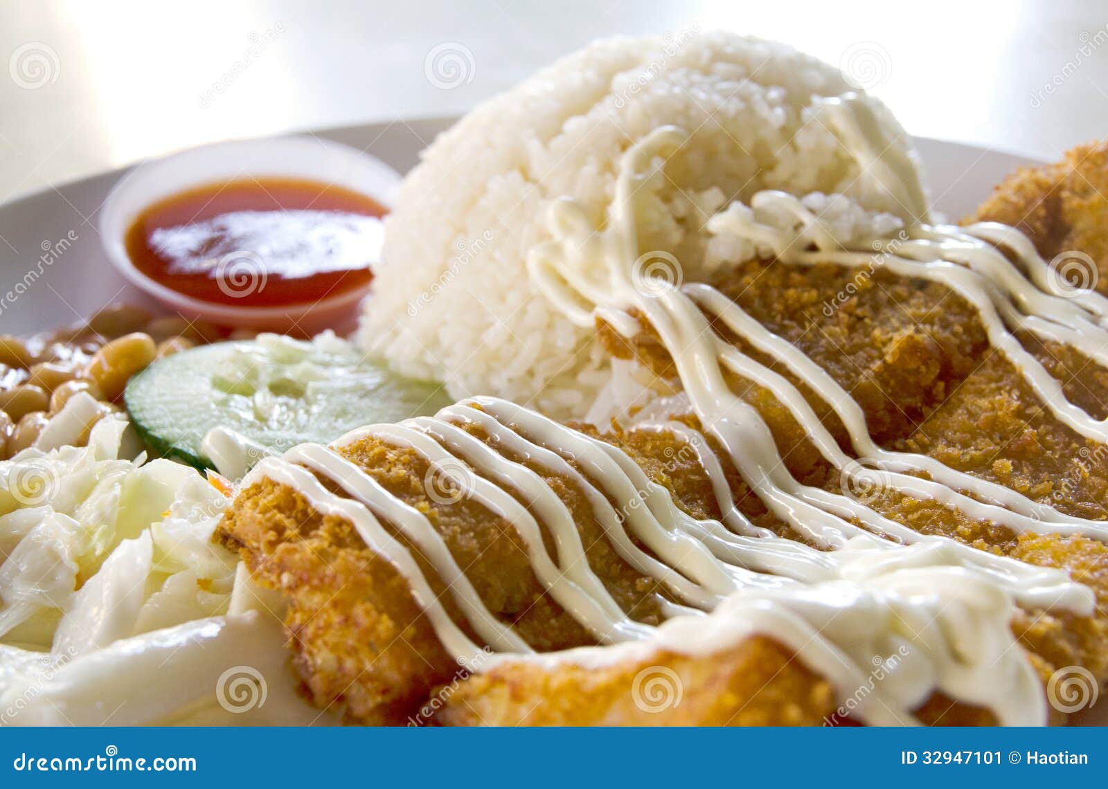 Fried Fish Cutlet Set Meal stock image. Image of vegetables - 32947101