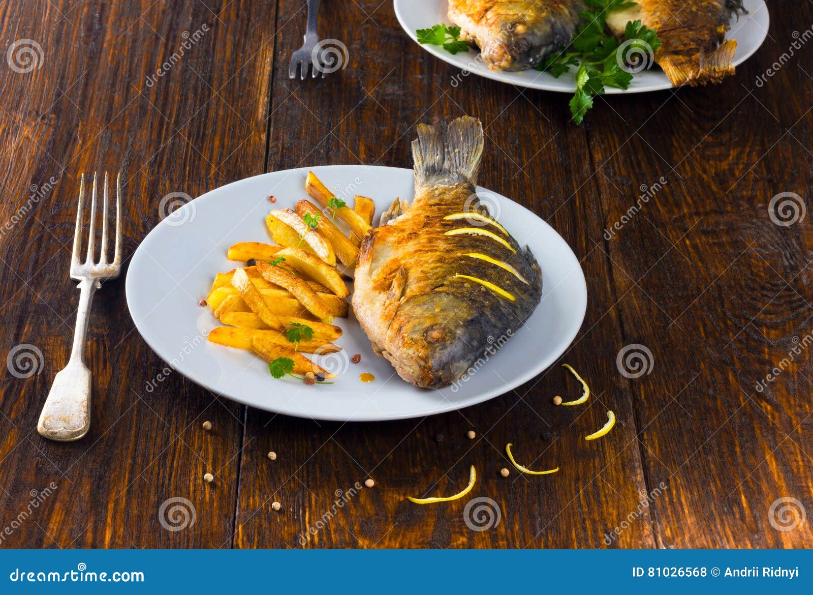 Fried fish for dinner stock photo. Image of french, vegetable - 81026568