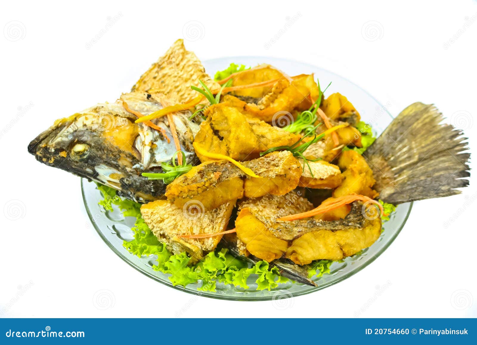 Fried fish on dish stock photo. Image of isolated, gourmet - 20754660