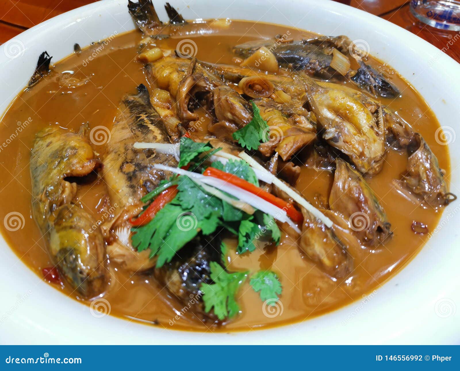 Fried Fish with Fermented Bean Paste- Chinese Dish Stock Photo - Image ...