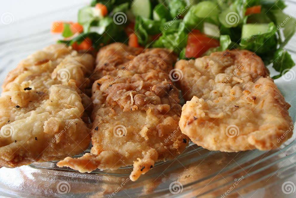 Fried fish filet in dish stock image. Image of lemon, grilled - 804751