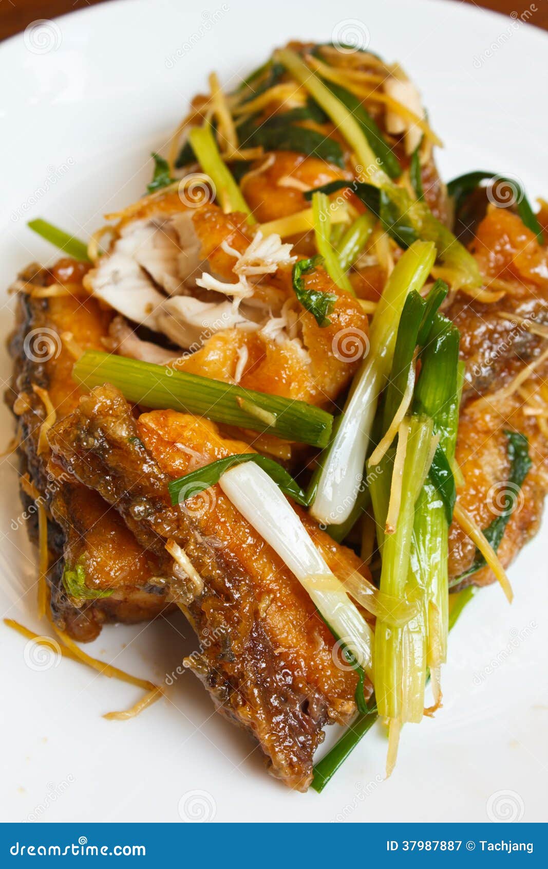 Fried Fish Fillet with Ginger. Stock Image - Image of dinner, garnish ...