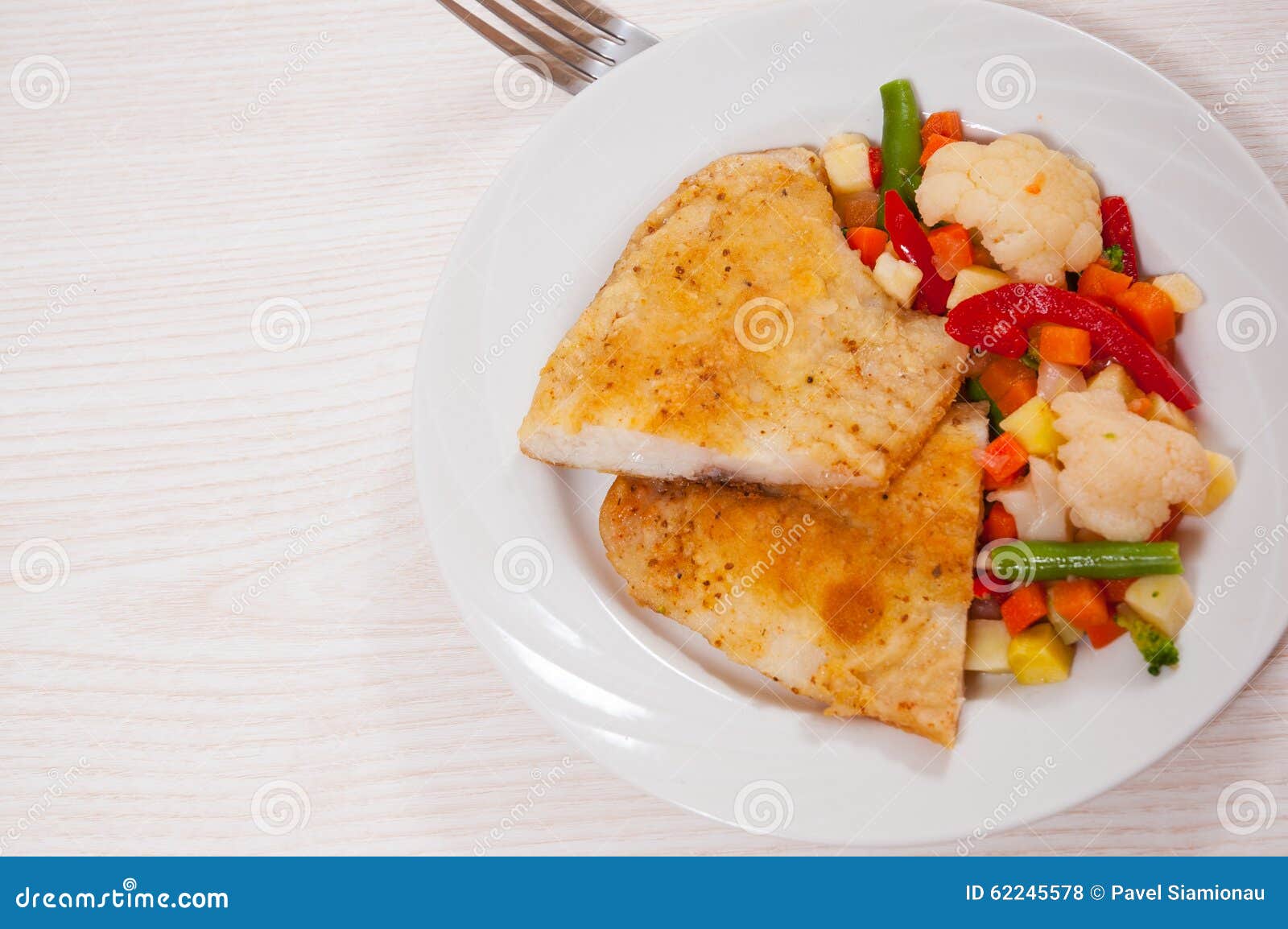 Fried Fish Fillet and Mixed Vegetables Stock Photo - Image of beans ...