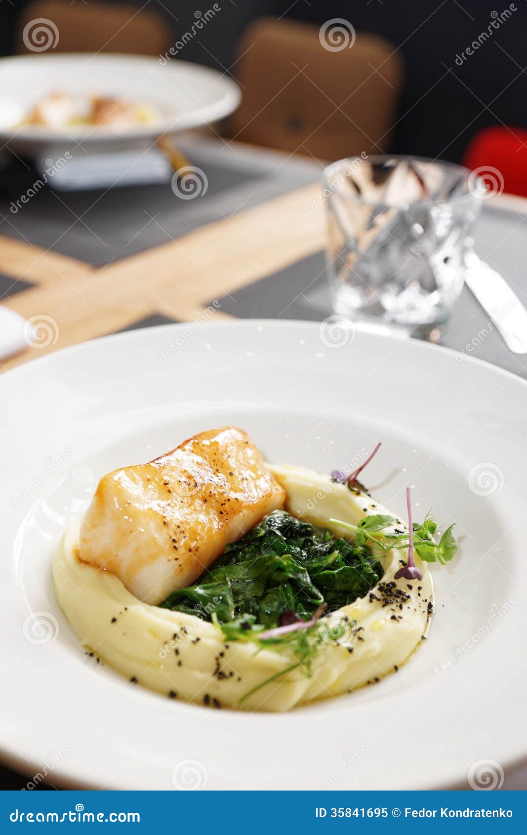 Fried Fish Fillet with Potato Mash Stock Image - Image of main, bass ...