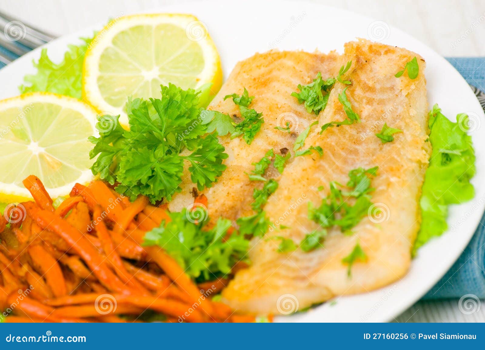 Fried Fish Fillet with Vegetables Stock Photo - Image of omega, fish ...
