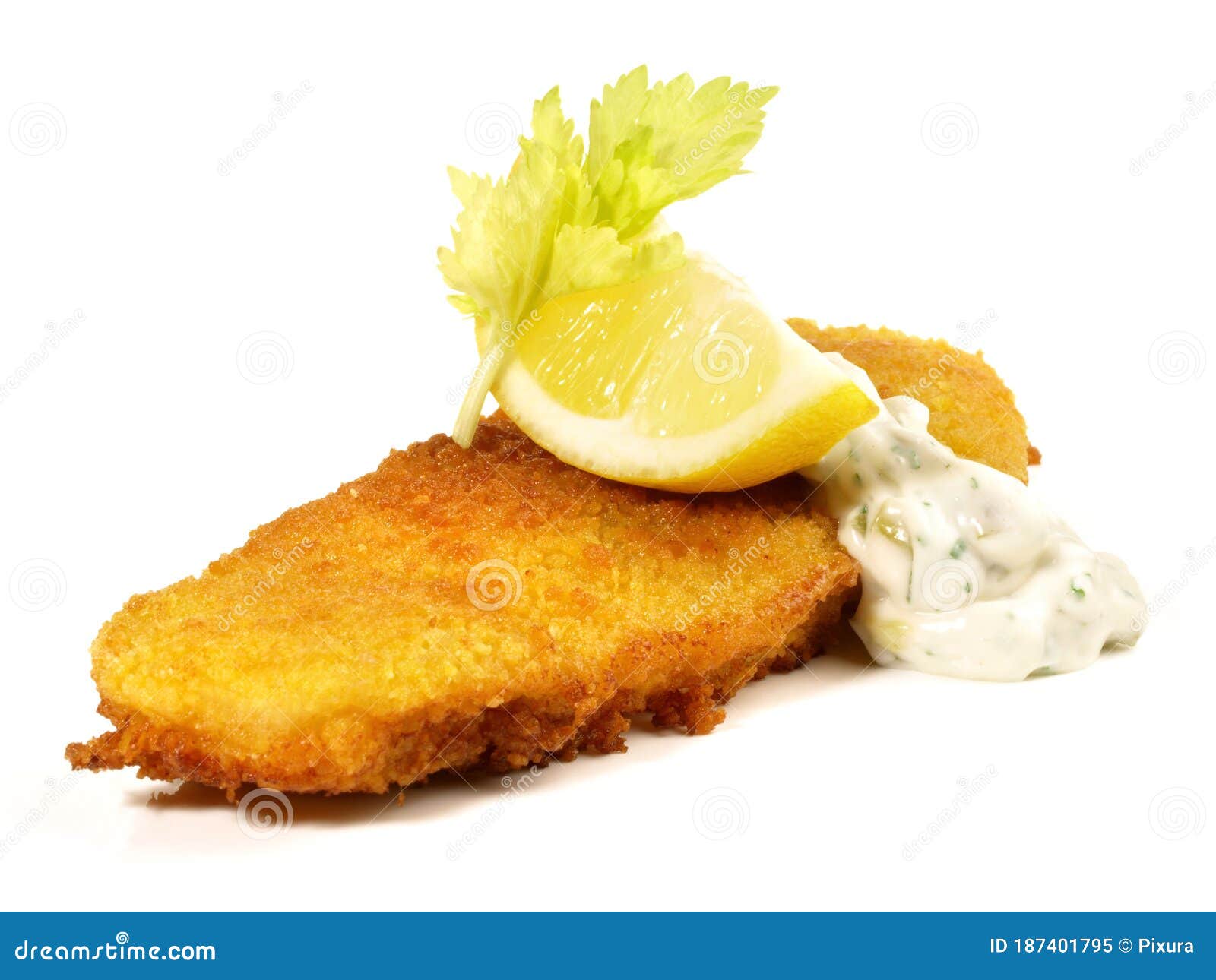 Fried Fish Fillet Isolated on White Background Stock Image - Image of ...