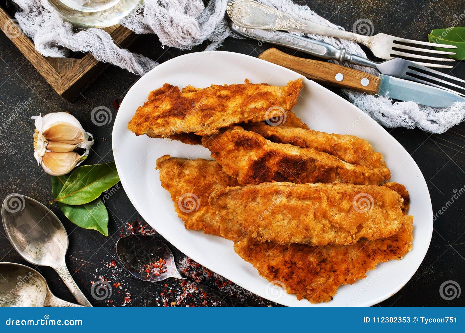 Fried fish fillets stock image. Image of chicken, prepared - 112302353