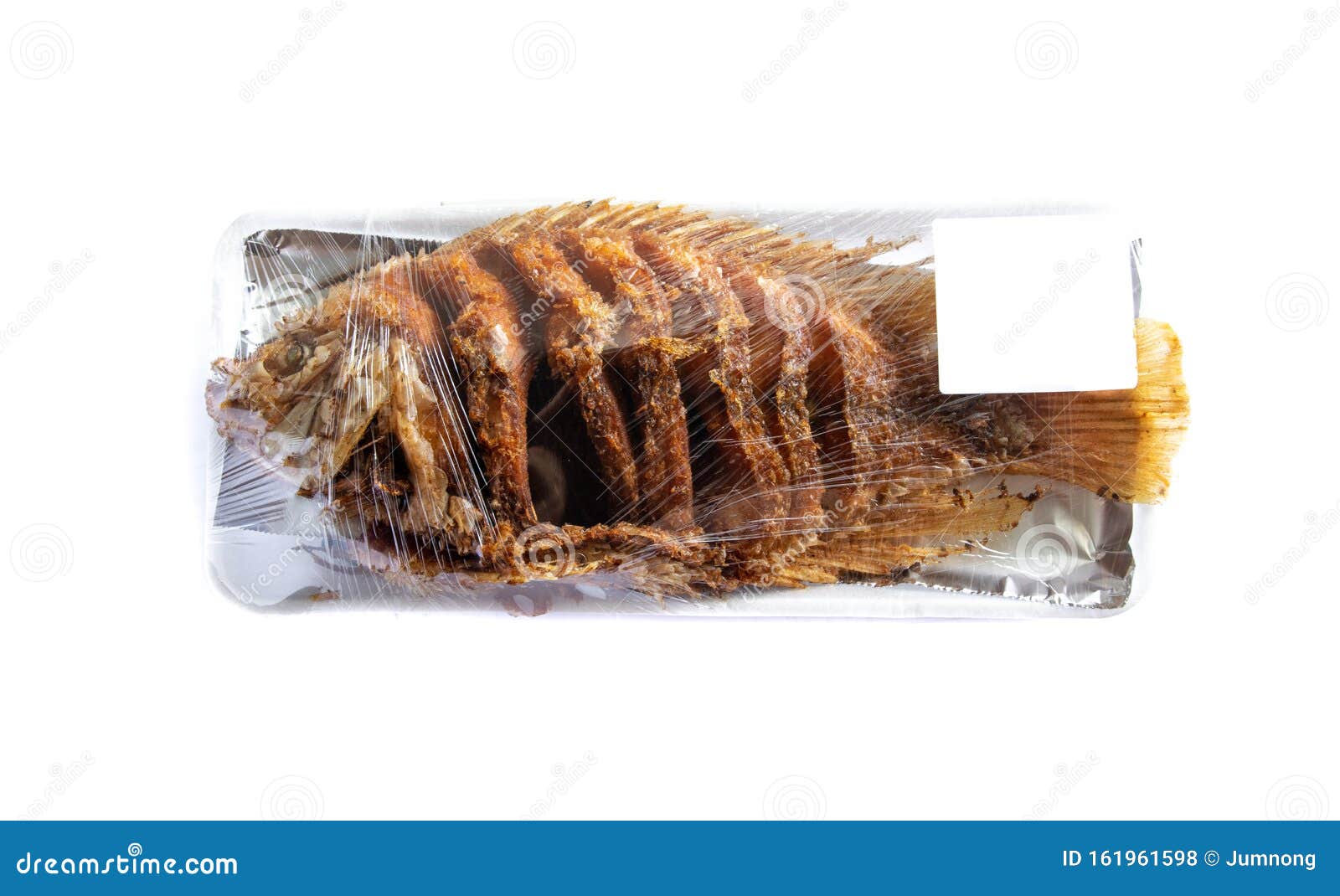 Fried Fish on Foam Tray with Empty Price Tag Stock Photo - Image of ...