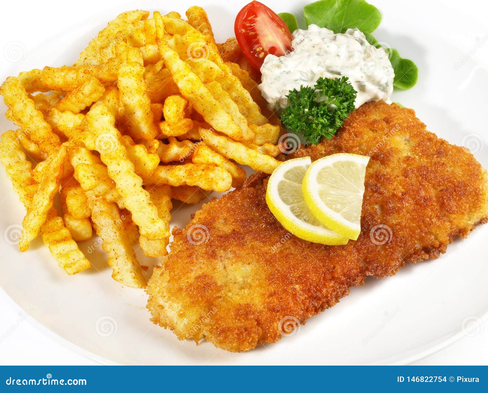 Fried Fish with French Fries Stock Photo - Image of cooked, breaded ...