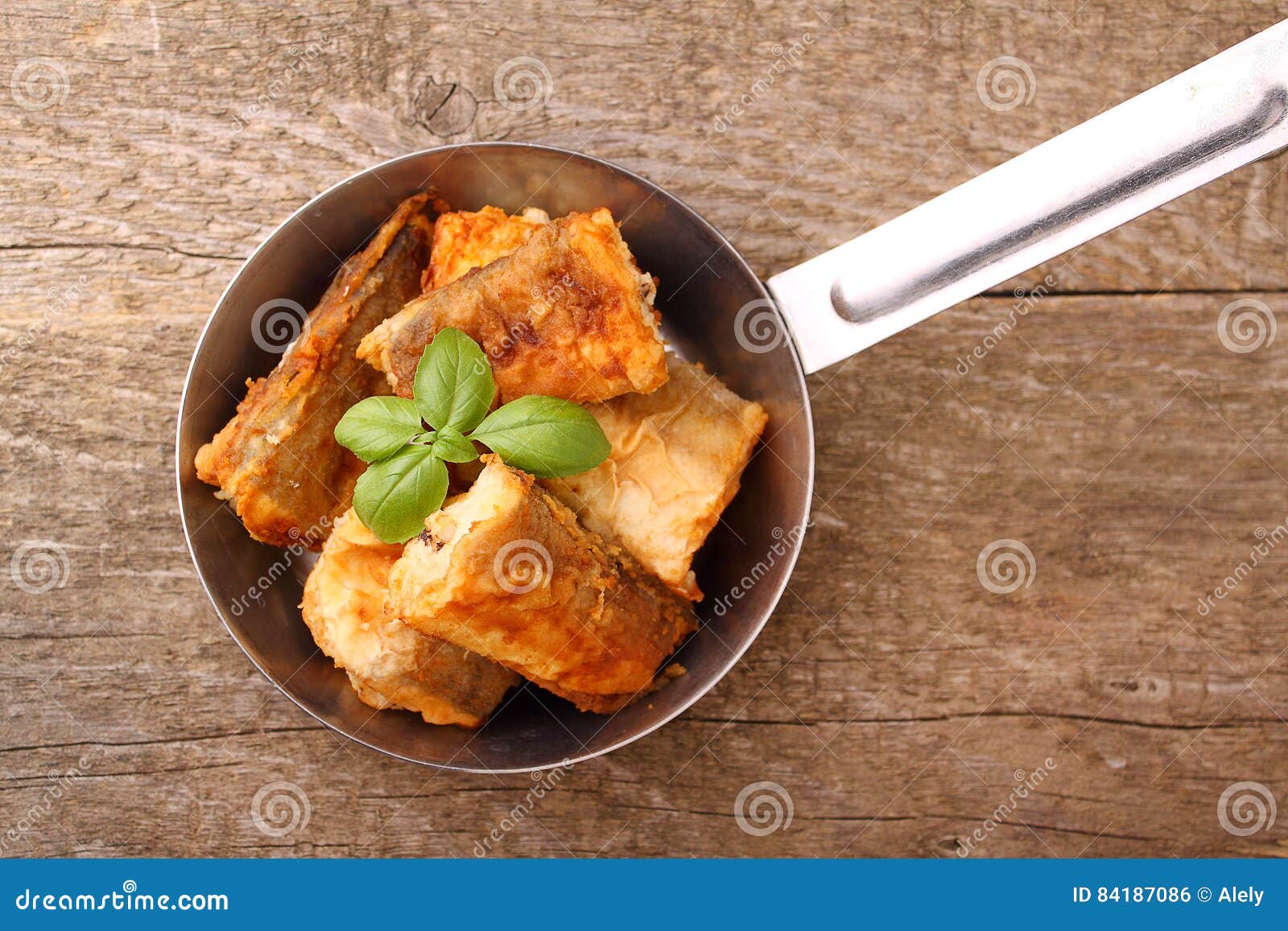 Fried Fish Hake in a Frying Pan Stock Photo - Image of horizontal ...