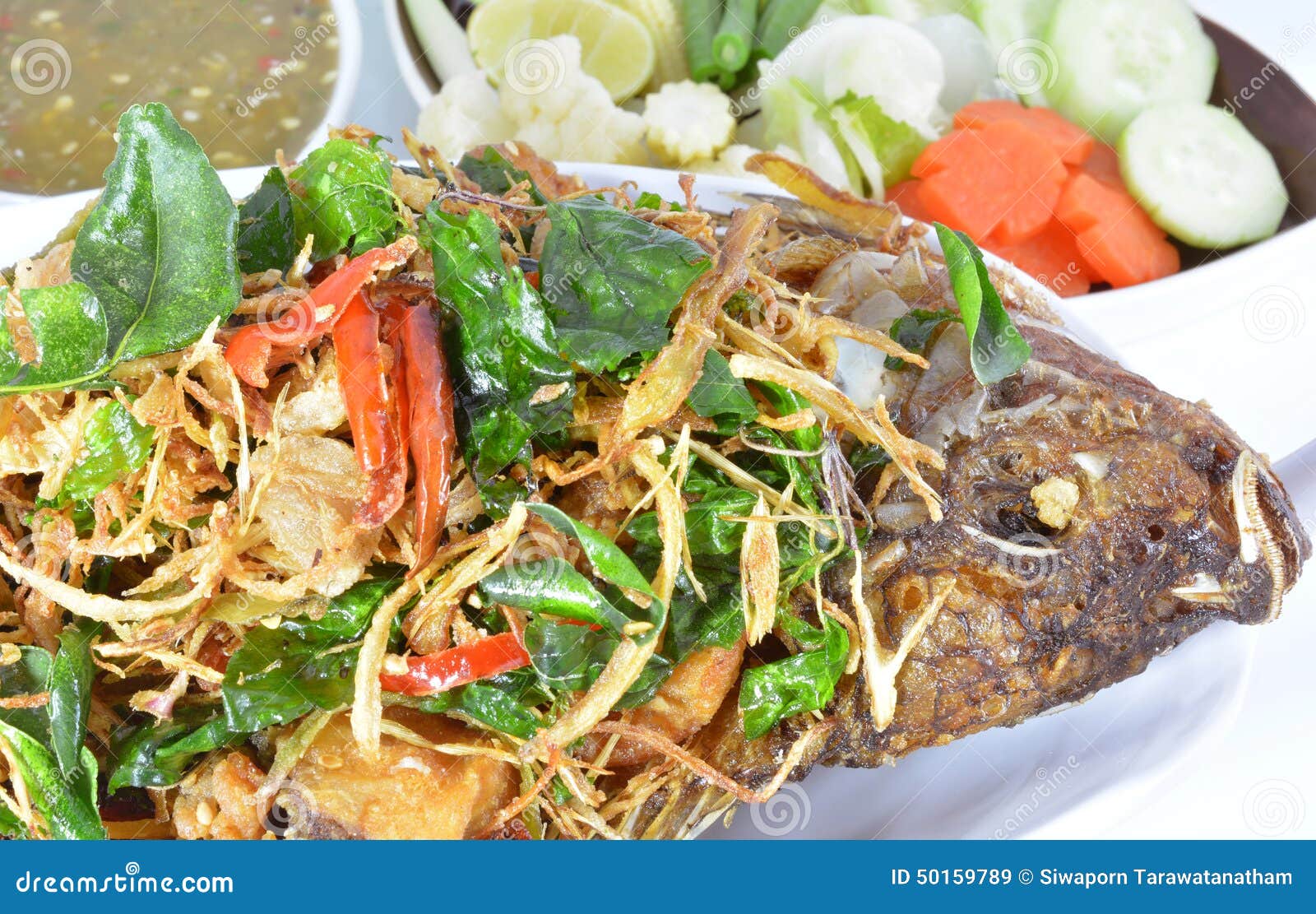 Fried fish with herbs. stock image. Image of background - 50159789
