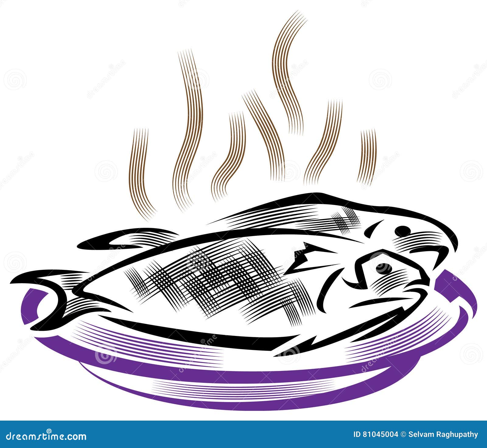 Fried fish stock vector. Illustration of collection, draw - 81045004
