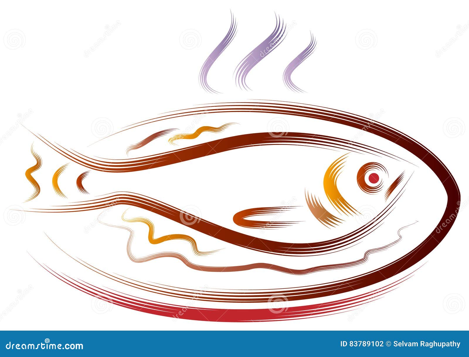 Fried fish stock vector. Illustration of cute, drawing - 83789102