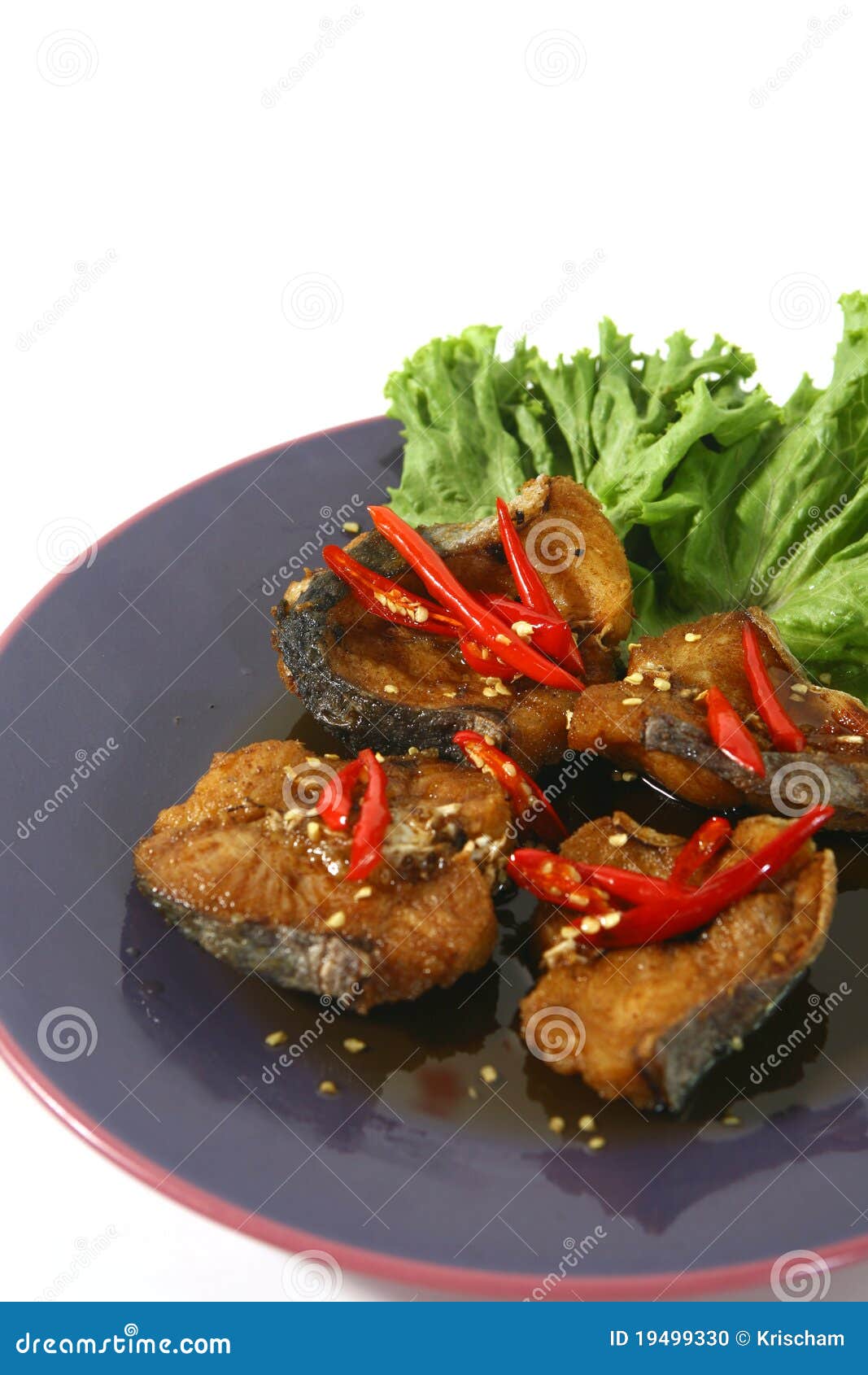Fried fish hot and spicy stock photo. Image of ceramic - 19499330