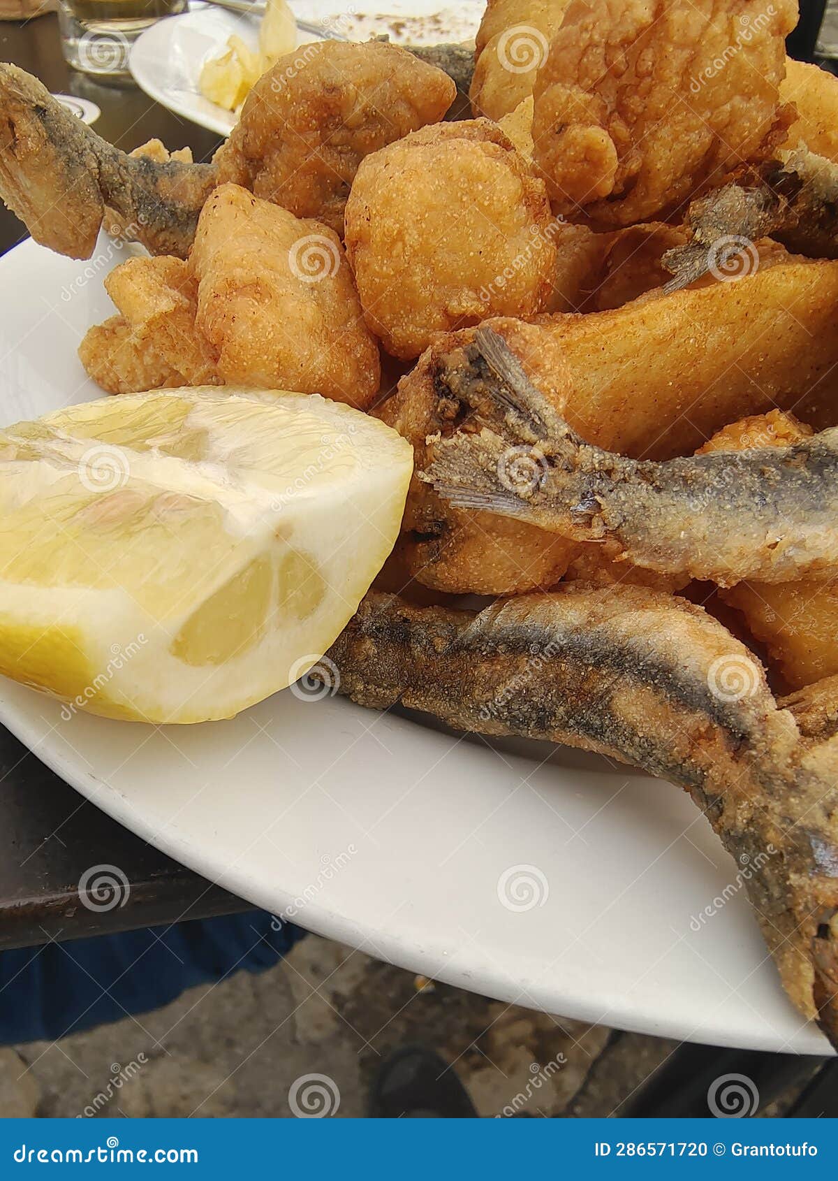 Fried Fish Served on a Plate Stock Photo - Image of vegetable, meat ...
