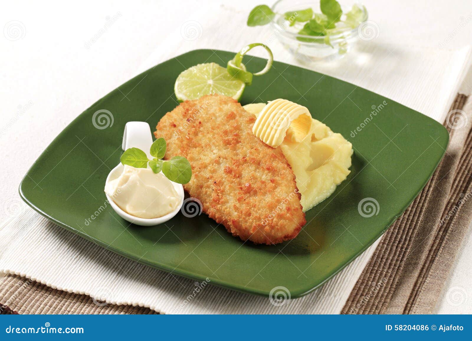 Fried Fish and Mashed Potato Stock Photo - Image of haddock, butter ...