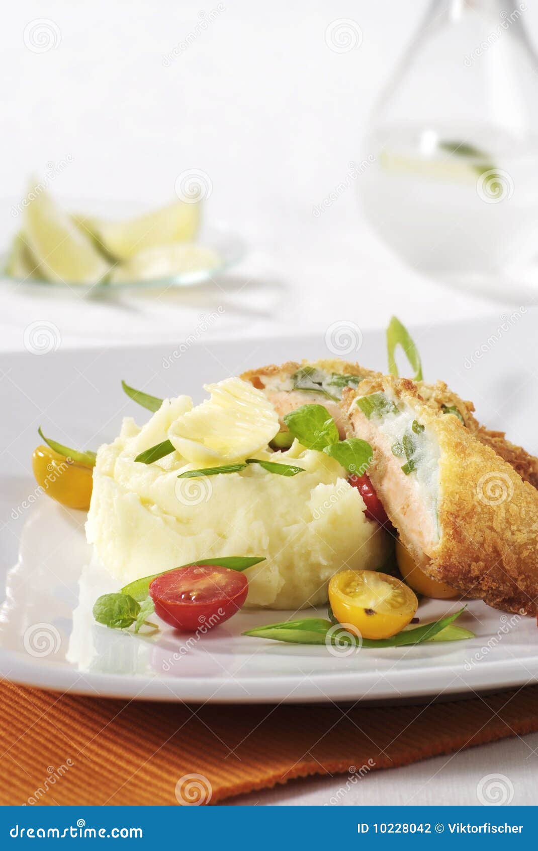 Fried Fish and Mashed Potatoes Stock Photo - Image of vegetable, cooked ...
