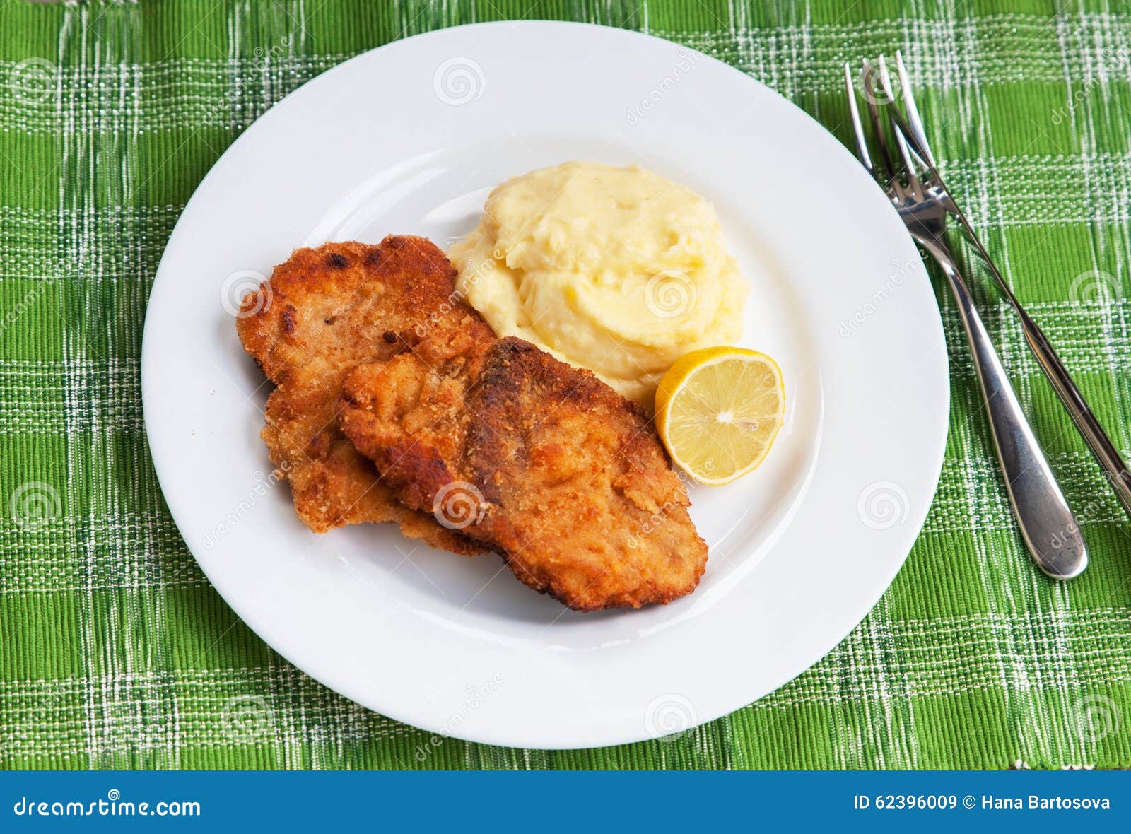 Fried Fish and Mashed Potatoes Stock Image - Image of vegetable, meat ...