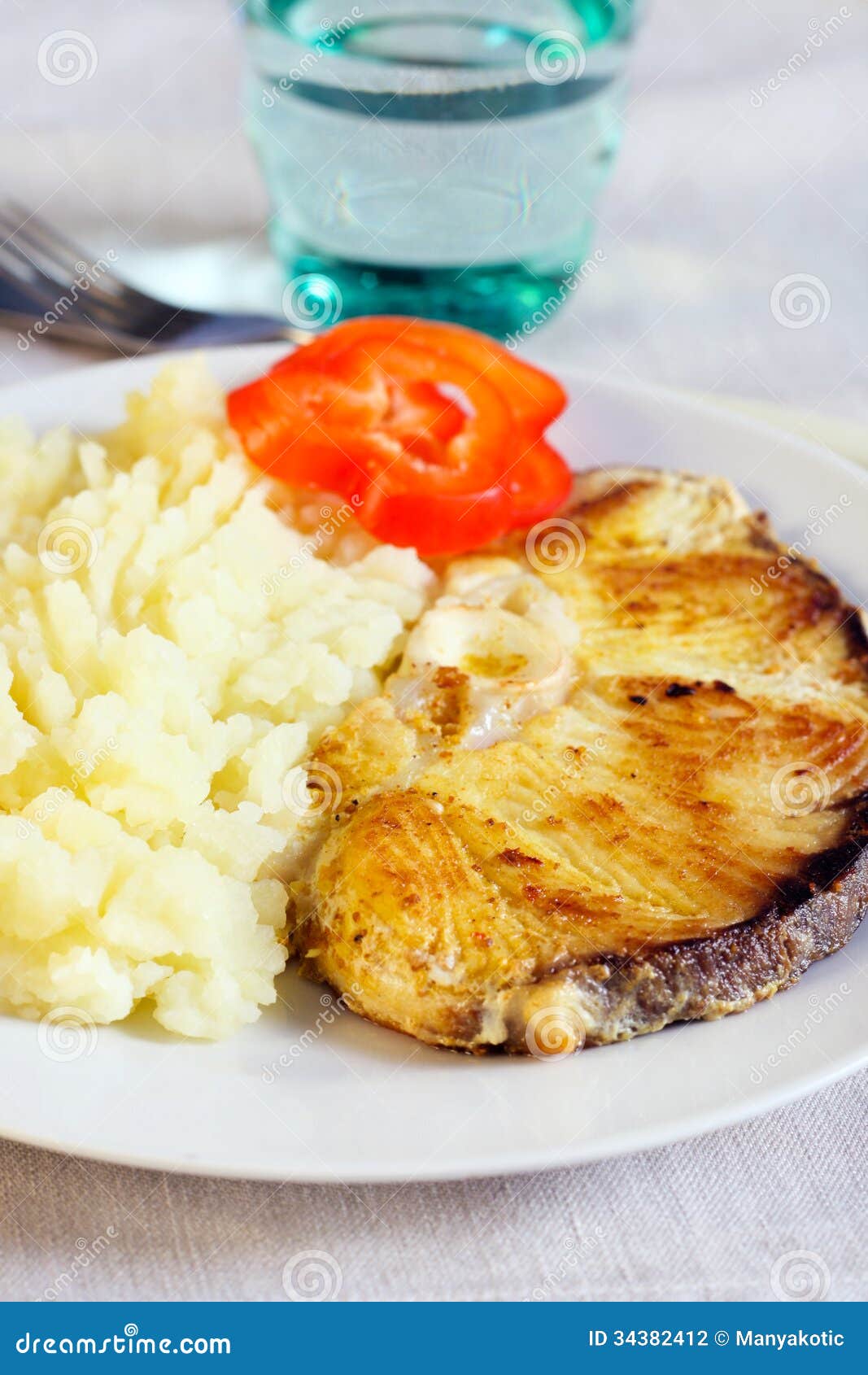 Fried Fish and Mashed Potatoes Stock Photo - Image of fried, homemade ...